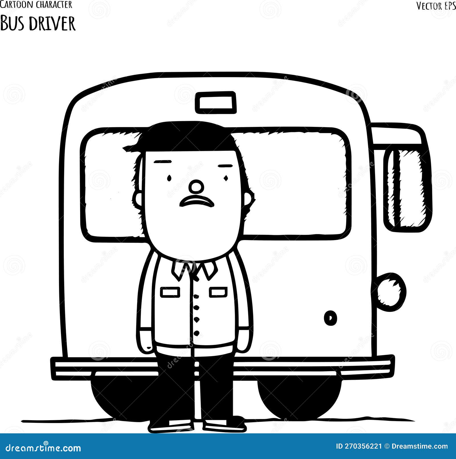 Drawing of a Bus with a Driver - Cartoon Illustration Isolated on White ...