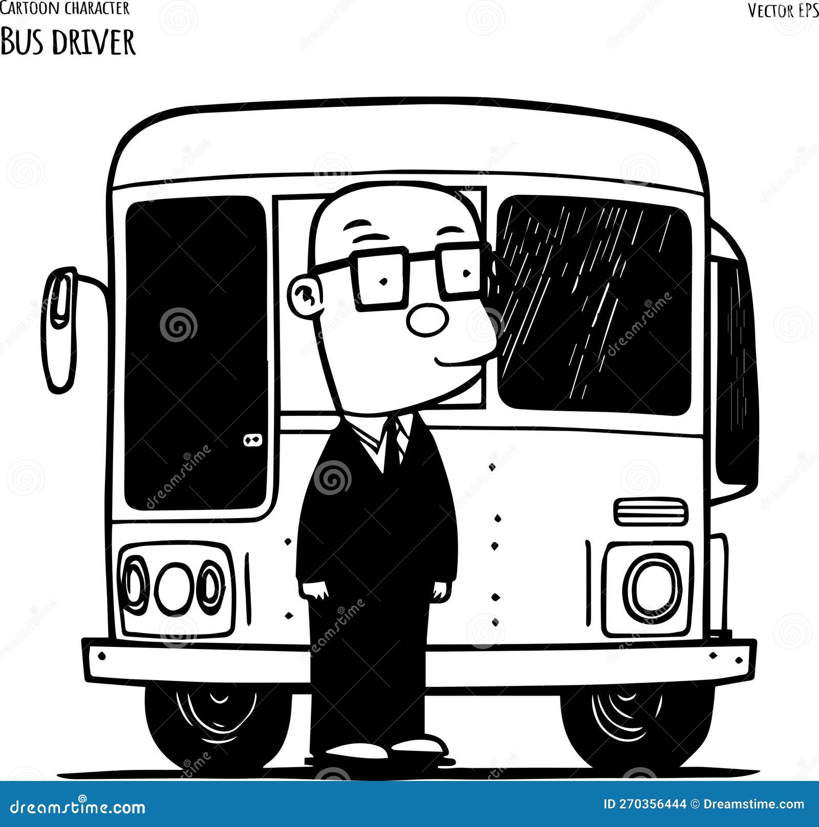 Drawing of a Bus with a Driver - Cartoon Illustration Isolated on White ...