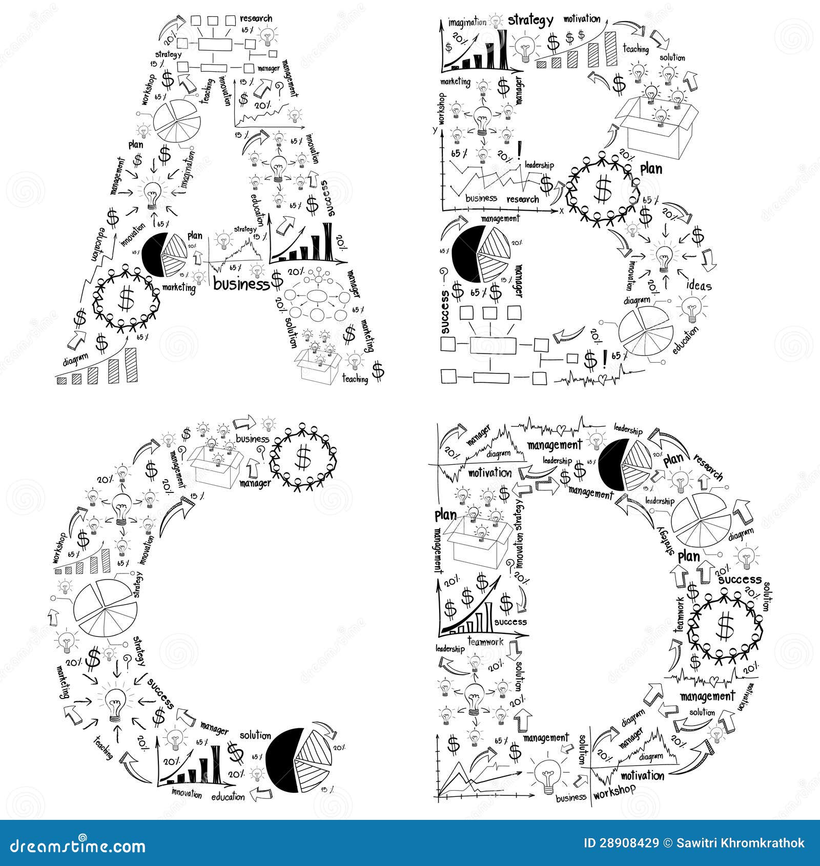 Drawing Business Strategy Plan Concept Idea Of Alphabet Letters Royalty ...