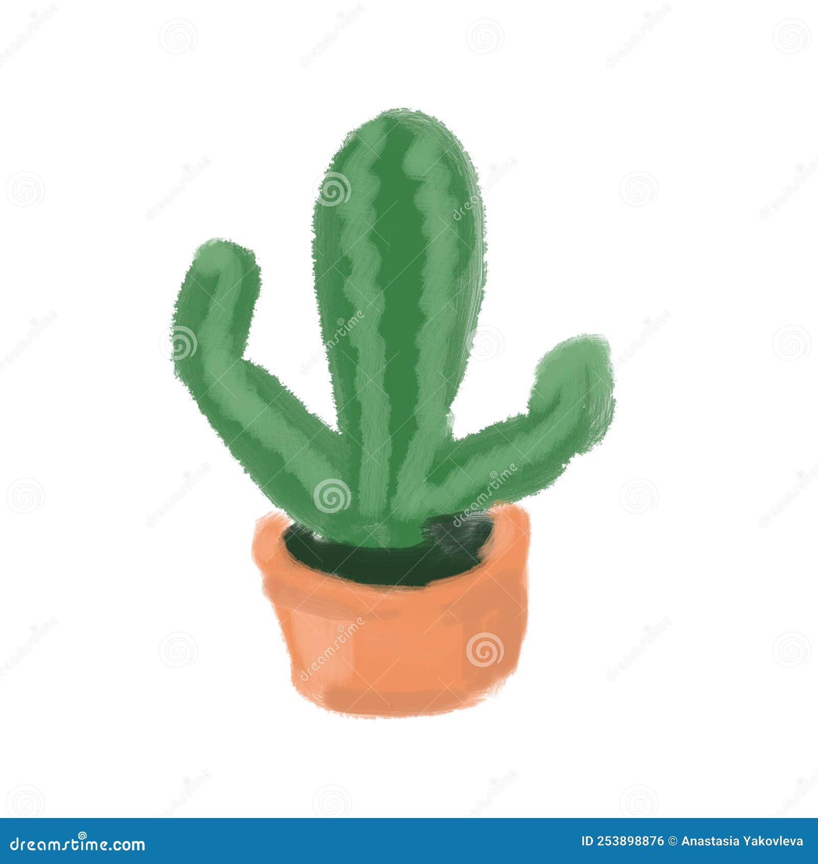 Drawing of a Cactus, a Blob of a Cactus in a Pot, a Bitmap Image ...