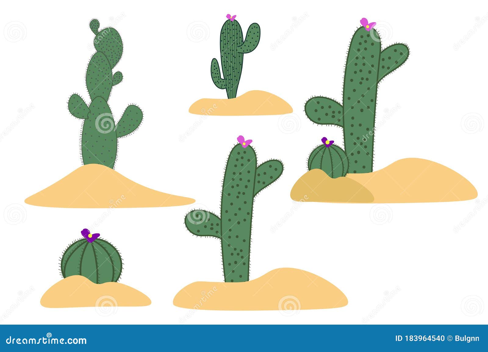Drawing Cactus Set. Elements for Background, Banner, Card, Poster ...