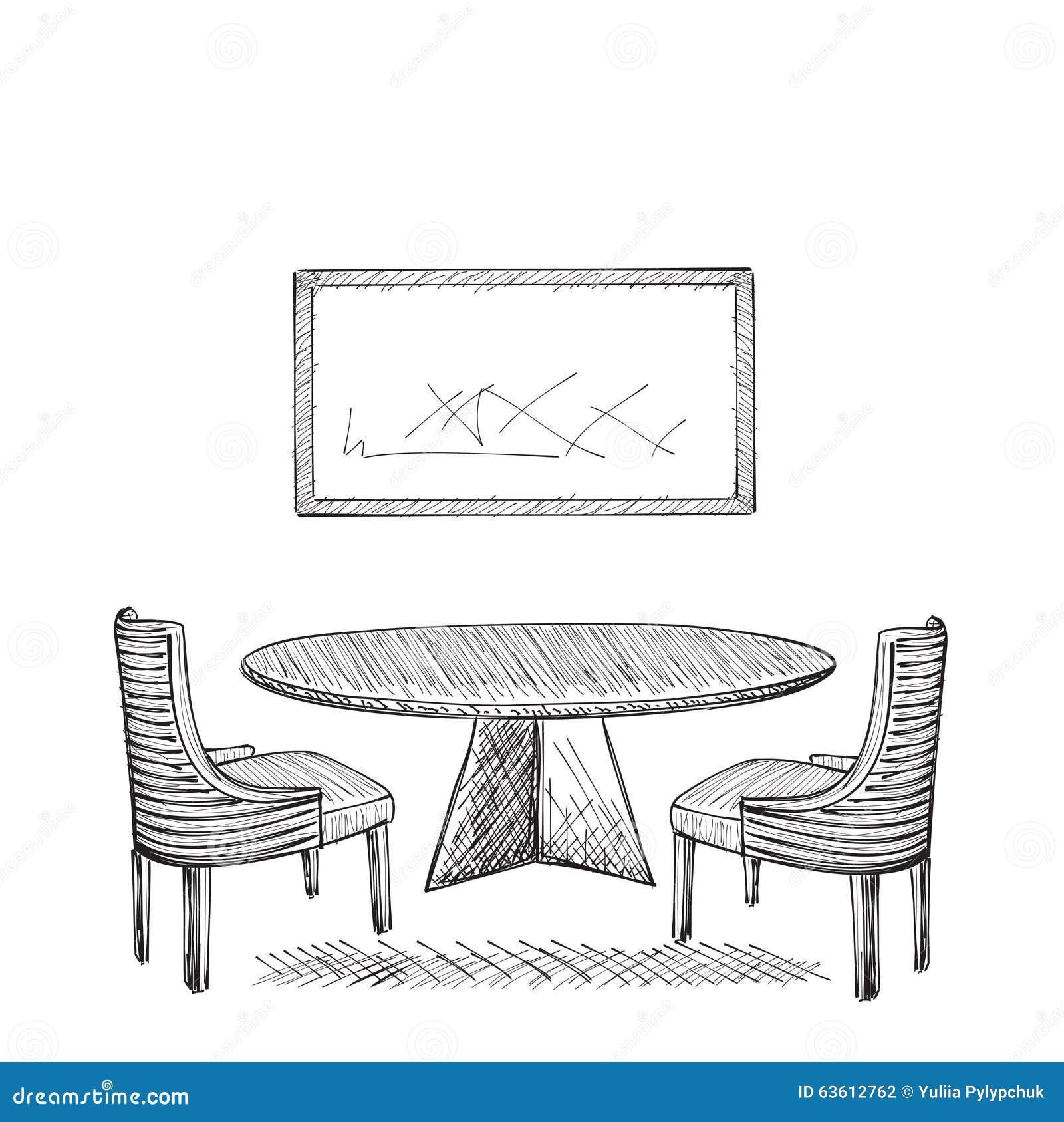 Drawing cafe interior. stock vector. Illustration of window - 63612762