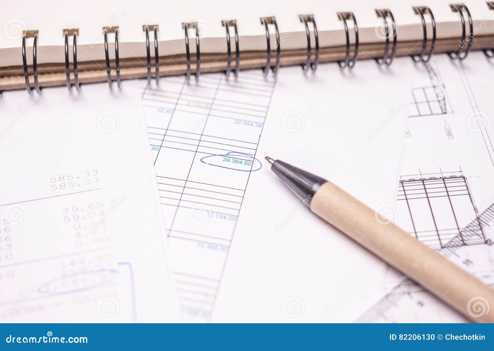 Project Calculation Document With Pen And Eyeglasses Stock Image ...