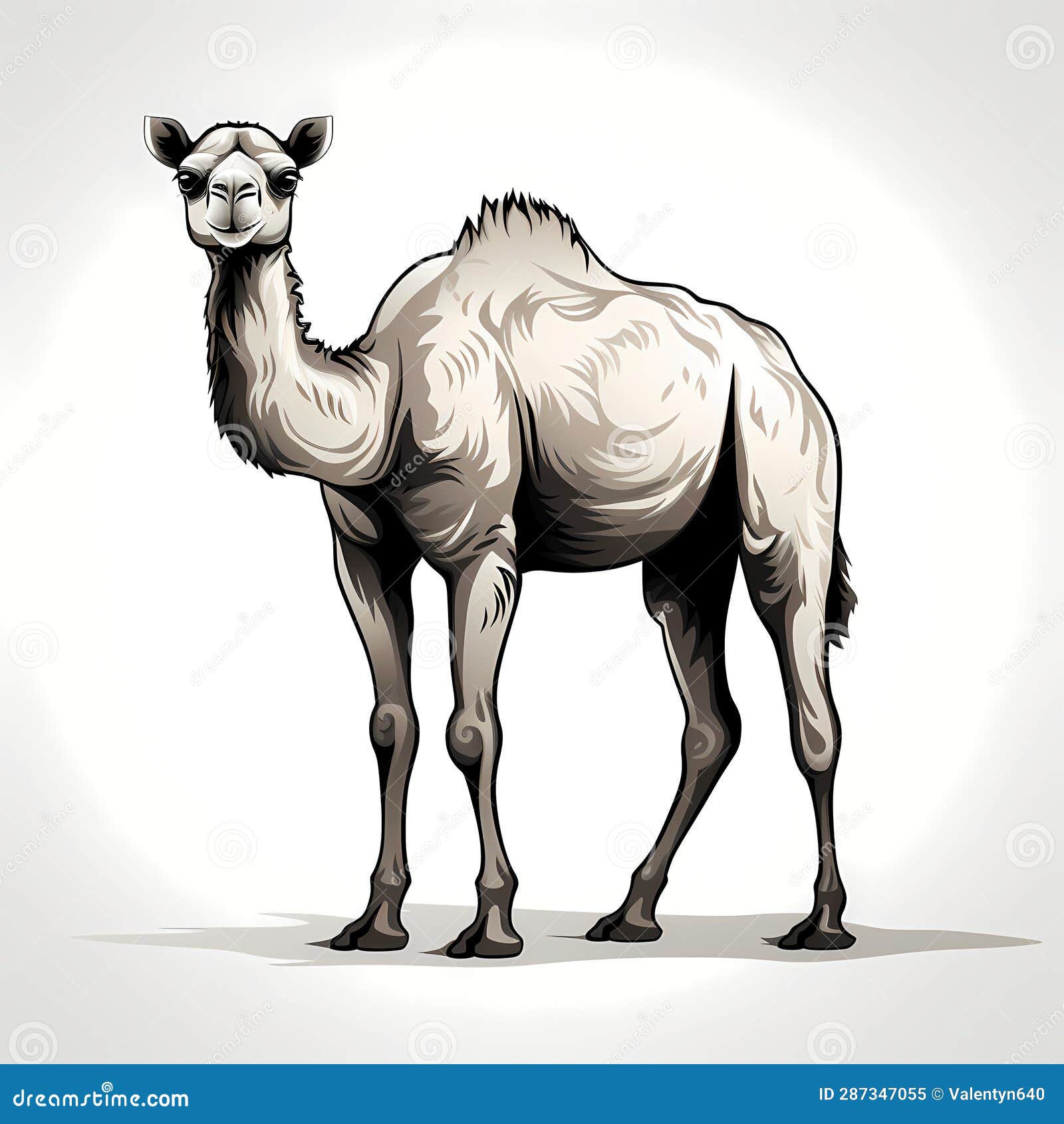 Drawing of Camel Standing on White Background with Shadow. Generative ...
