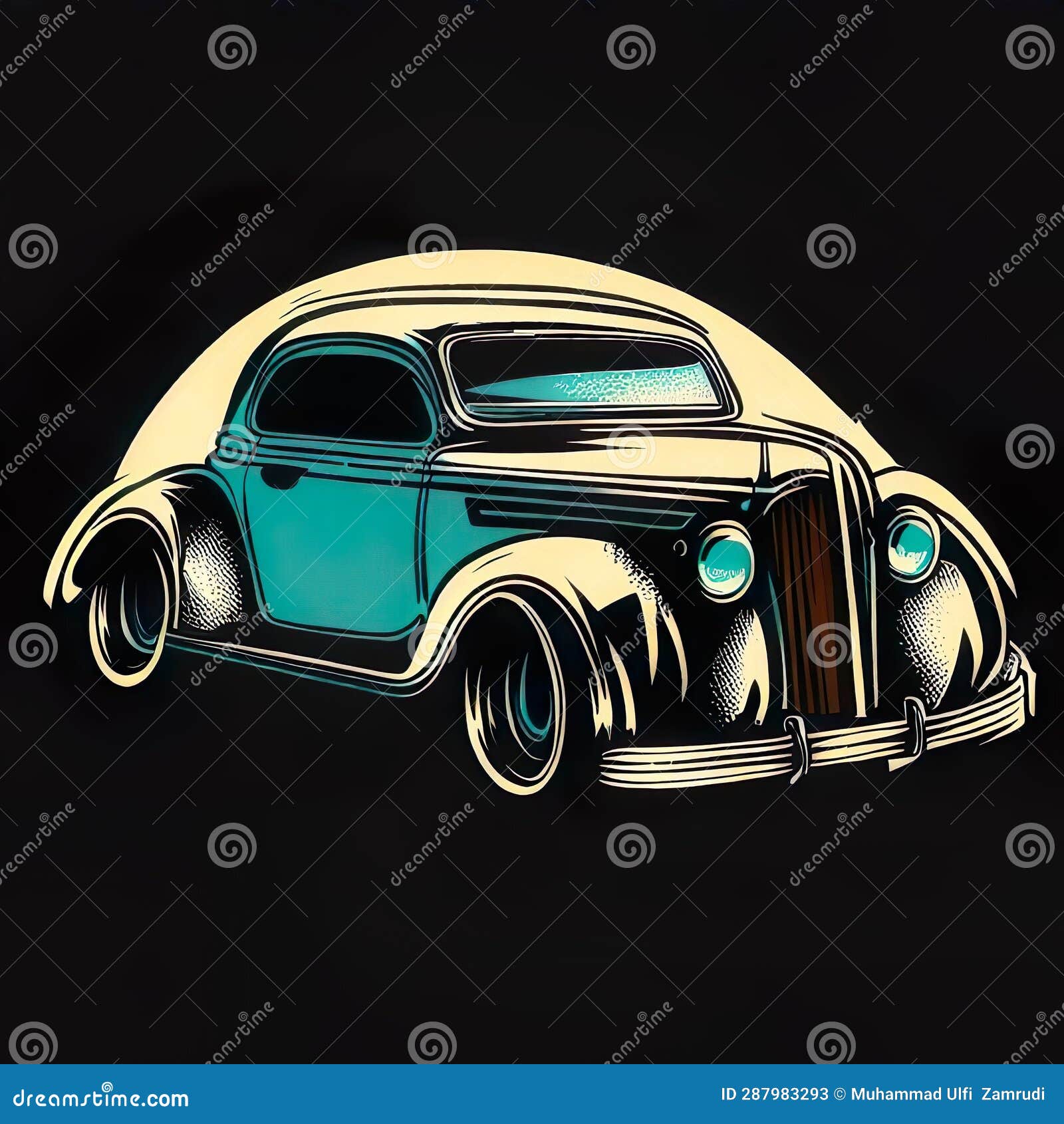 A Drawing of a Car with the Hood Open Stock Illustration - Illustration ...