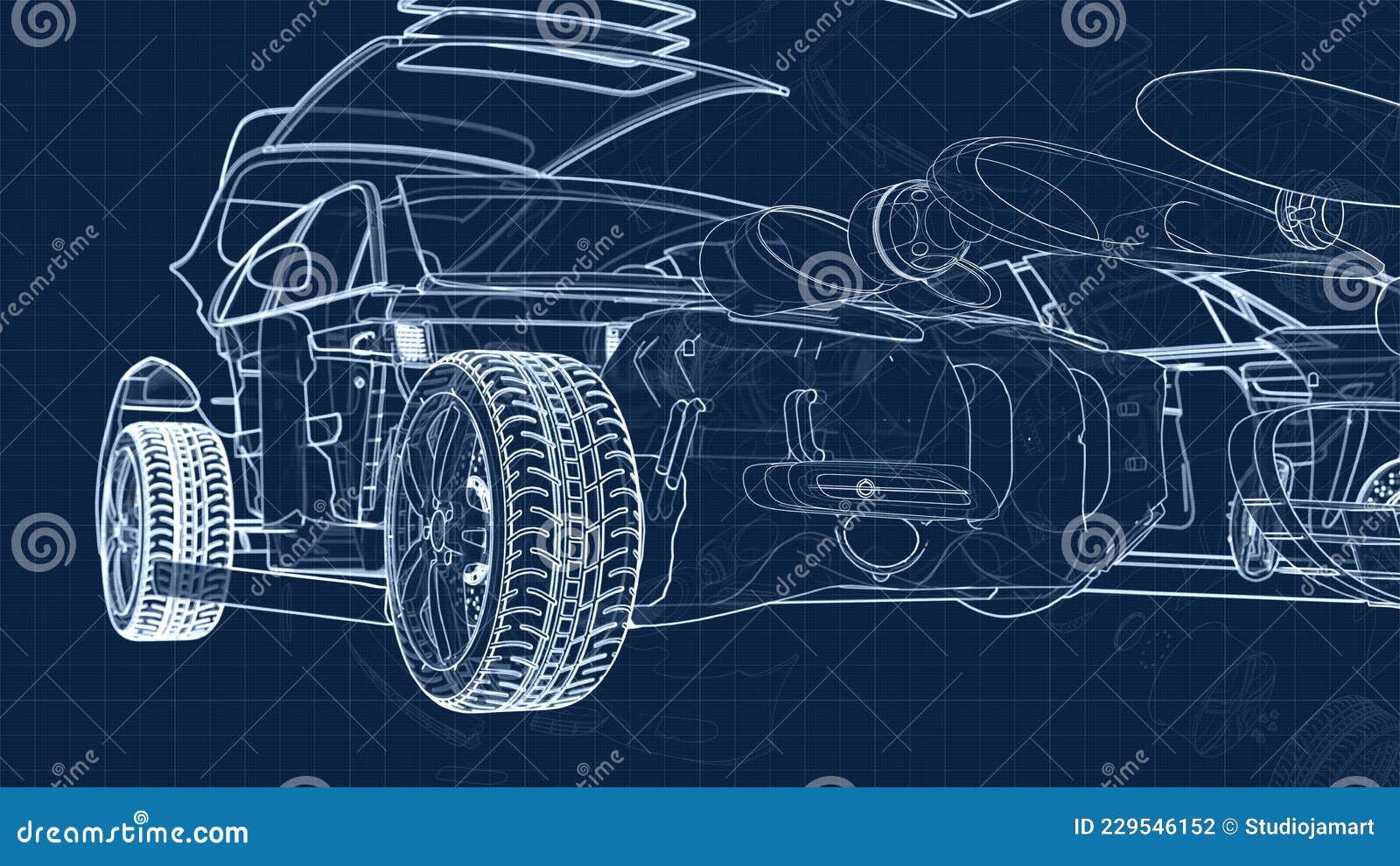 Drawing of a Car and Its Parts Stock Illustration - Illustration of ...