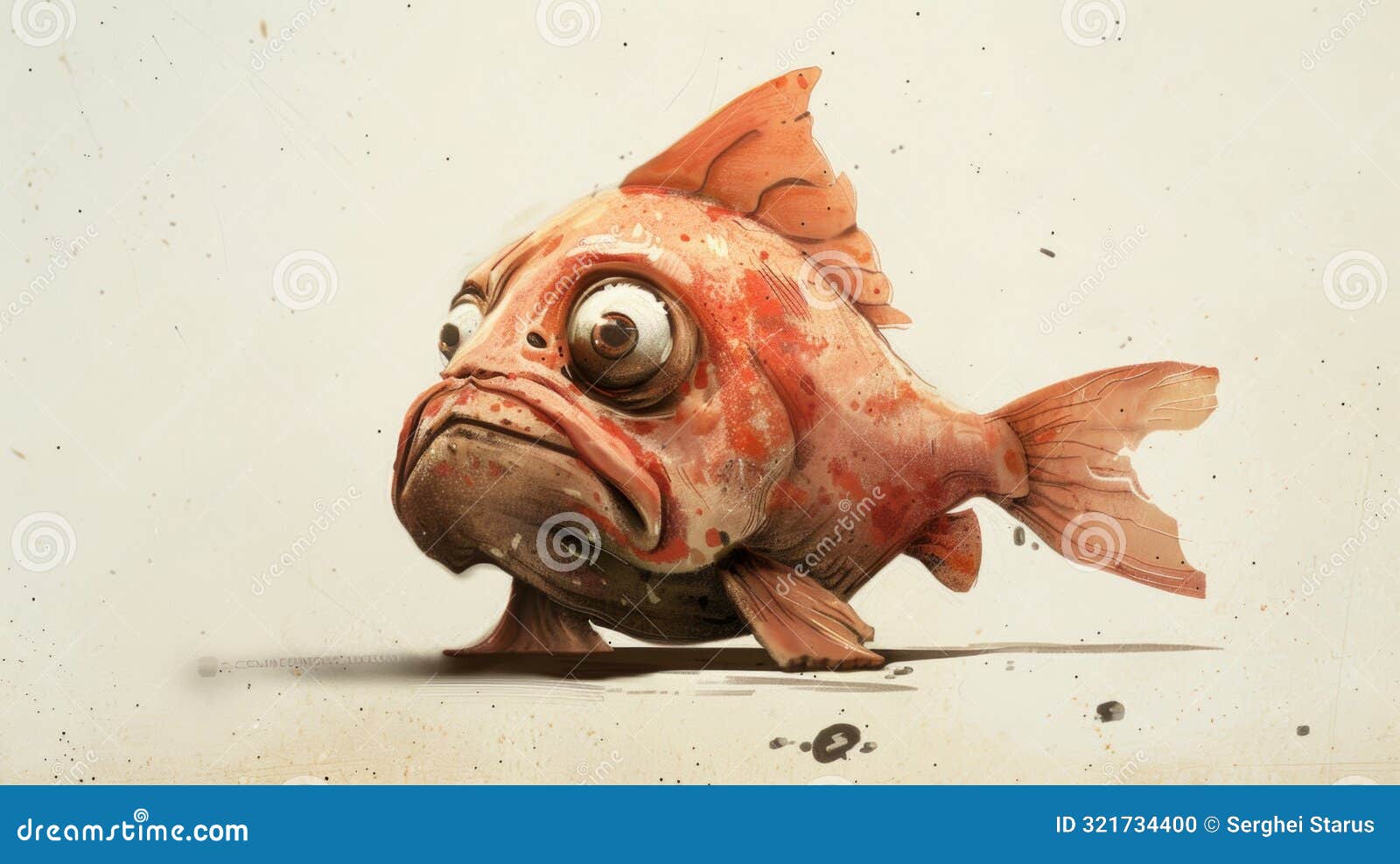 A Drawing of a Cartoon Fish with Big Eyes and an Angry Expression, AI ...