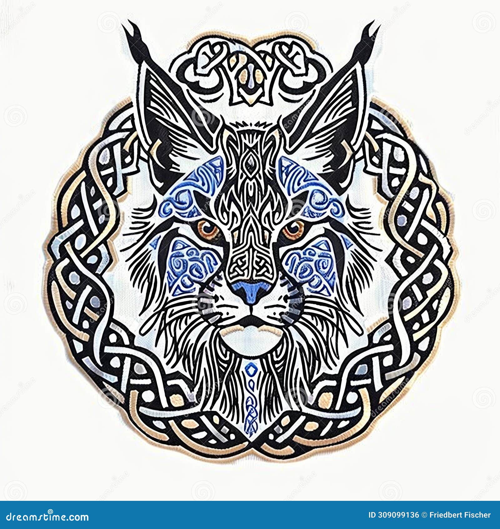 A Drawing of a Cat in a Celtic Style Stock Photo - Image of computer ...