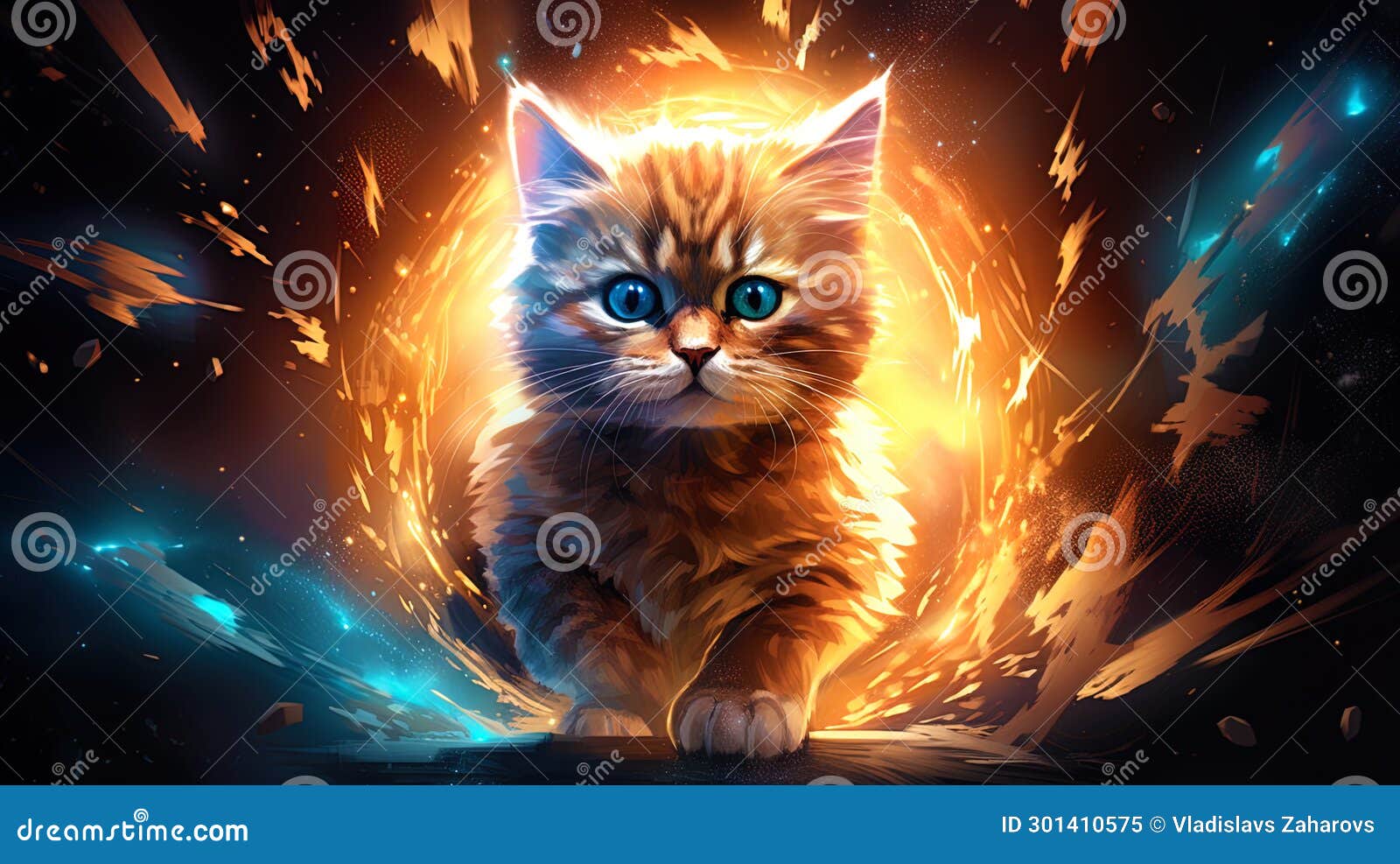 Drawing a Cat Creating an Explosion of Digital Sparks and Code Vortices ...