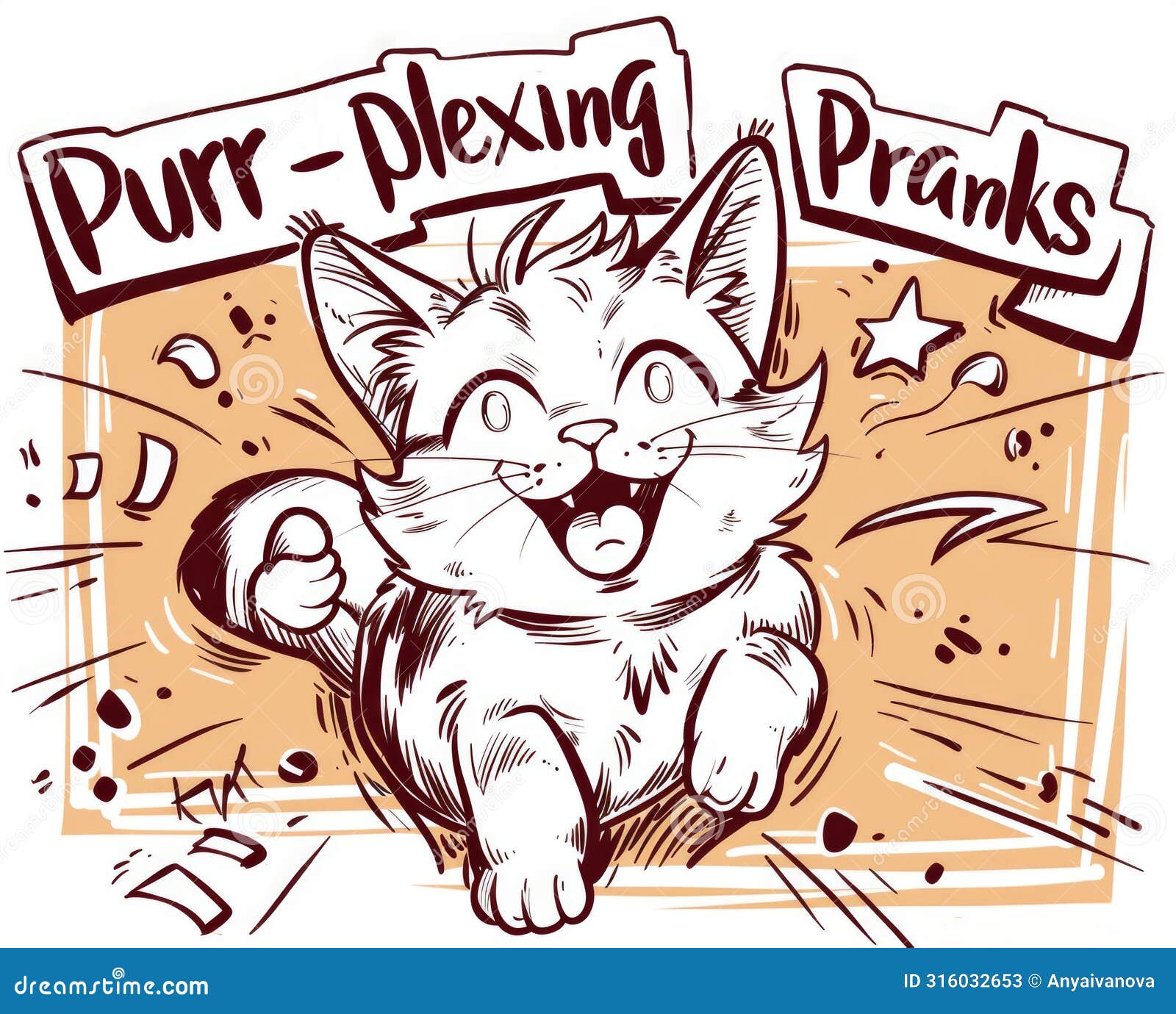 A Drawing of a Cat Holding a Sign Stock Image - Image of cute, feline ...