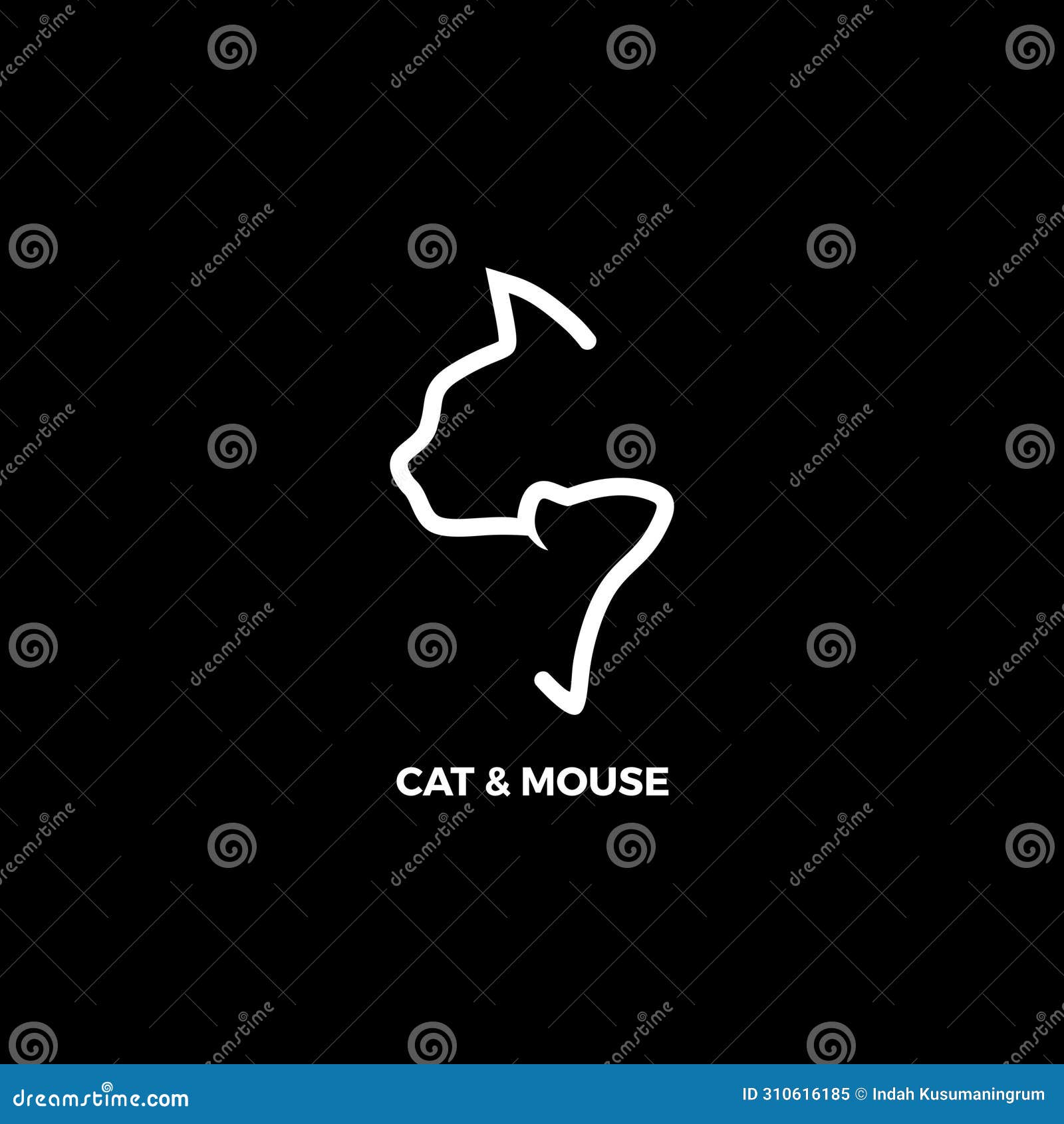 Drawing of Cat and Mouse Line Pattern Stock Vector - Illustration of ...