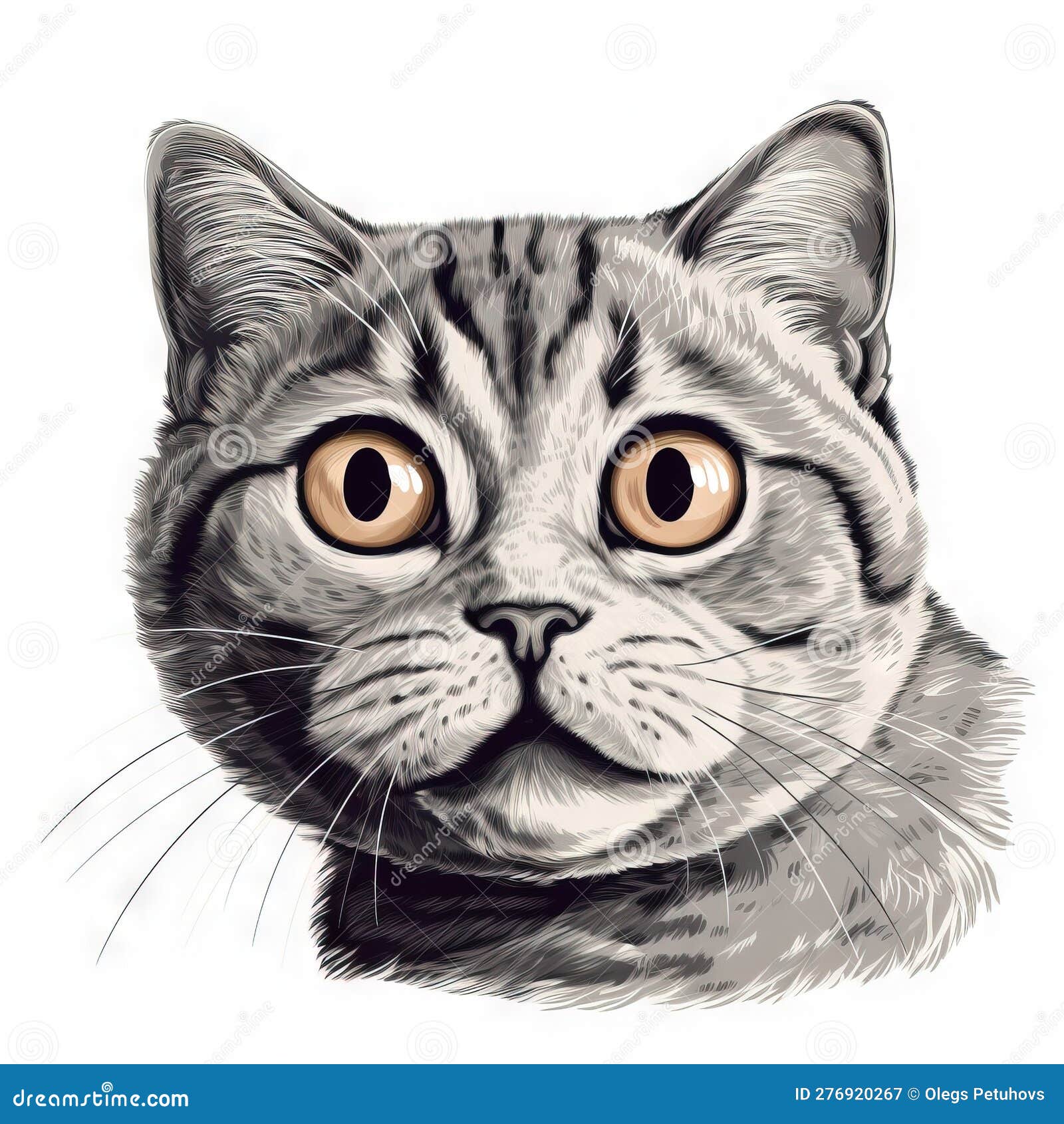 A Drawing of a Cat S Face with a Surprised Look Stock Illustration ...