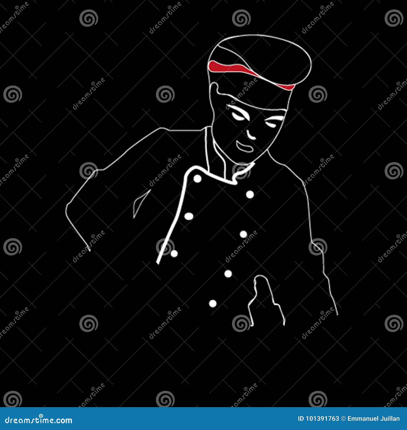 Drawing of Caterer - Black Background Stock Illustration - Illustration ...