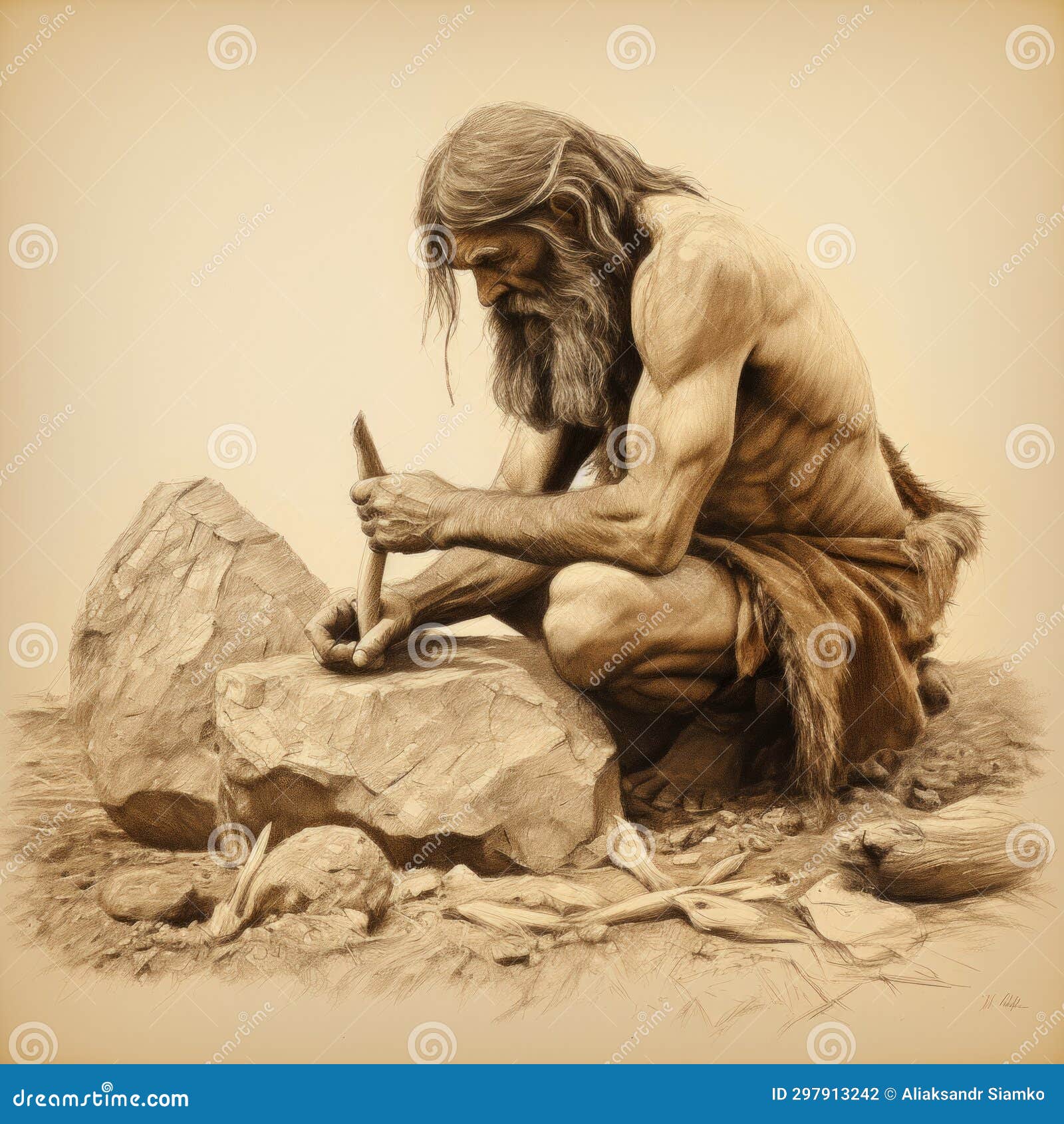 A drawing of a caveman stock photo. Image of vertical - 297913242