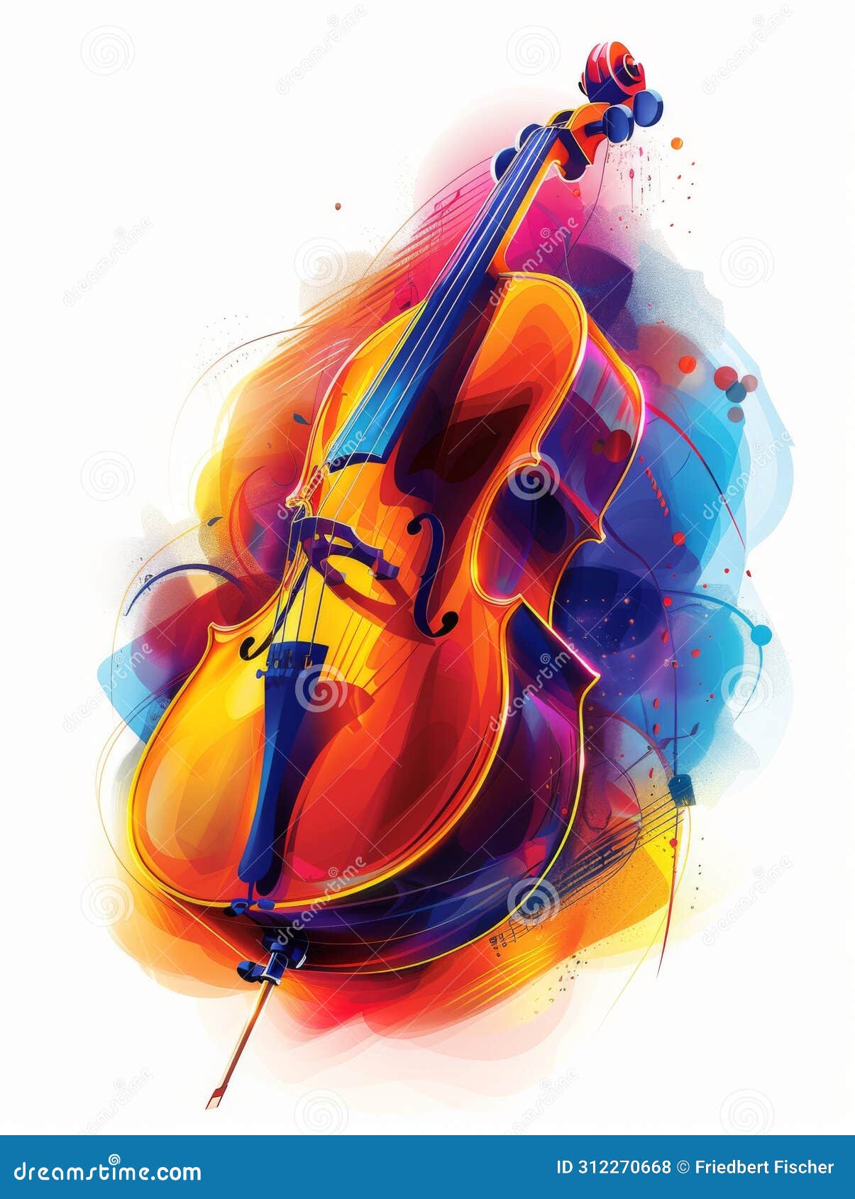 A Drawing of a Cello on a White Background Stock Illustration ...