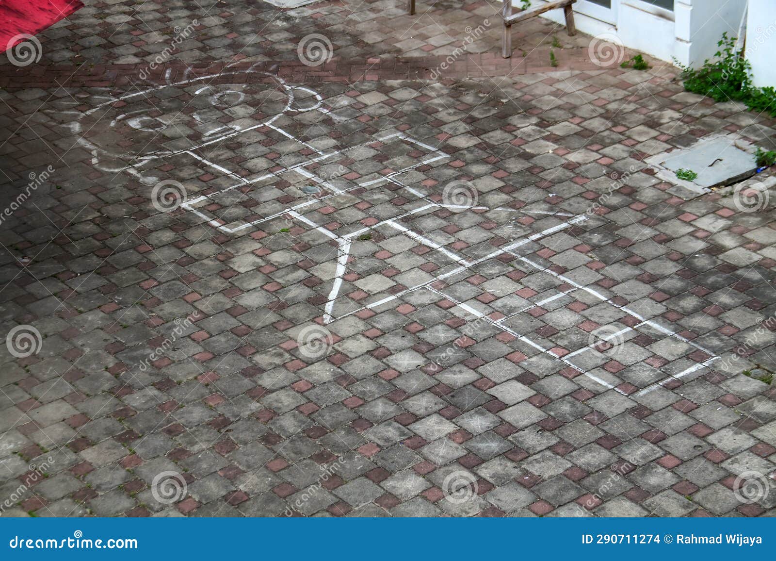 Drawing with Chalk on the Pavement in the Park Stock Photo - Image of ...