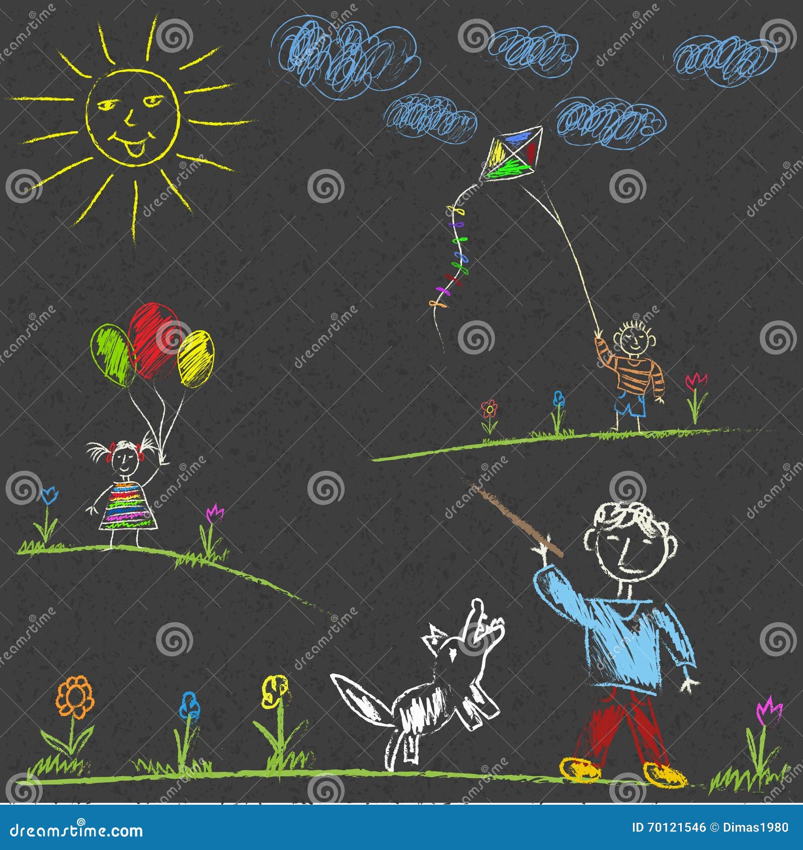 Drawing with chalk stock vector. Illustration of education - 70121546