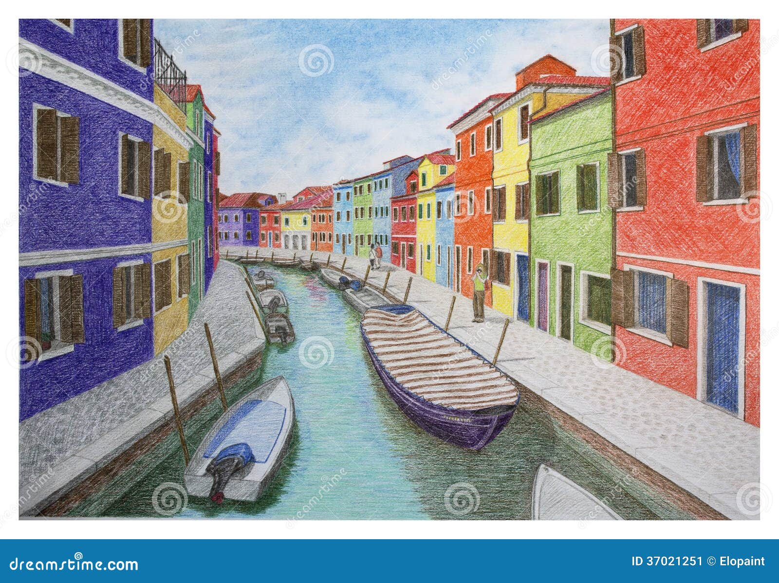 Drawing of a channel stock illustration. Illustration of sunny - 37021251