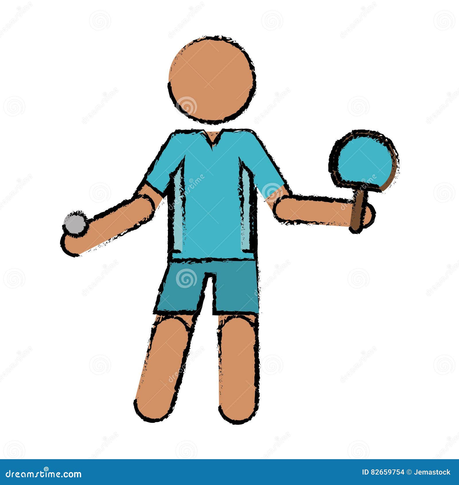 Drawing Character Ping-pong Player with Racket Ball Stock Vector ...