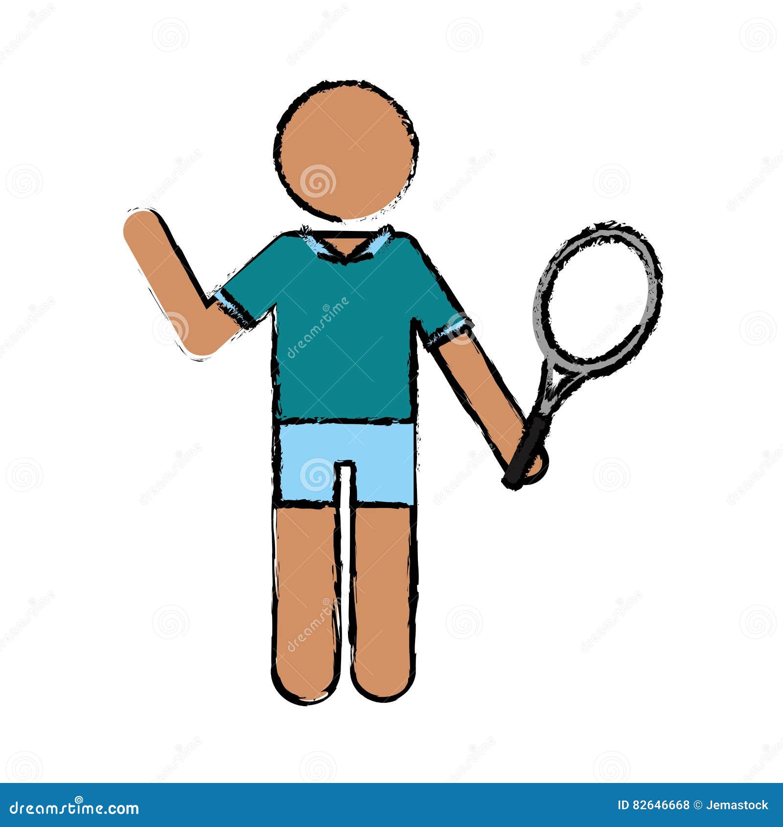 Drawing Character Player Tennis and Racket Stock Vector - Illustration ...
