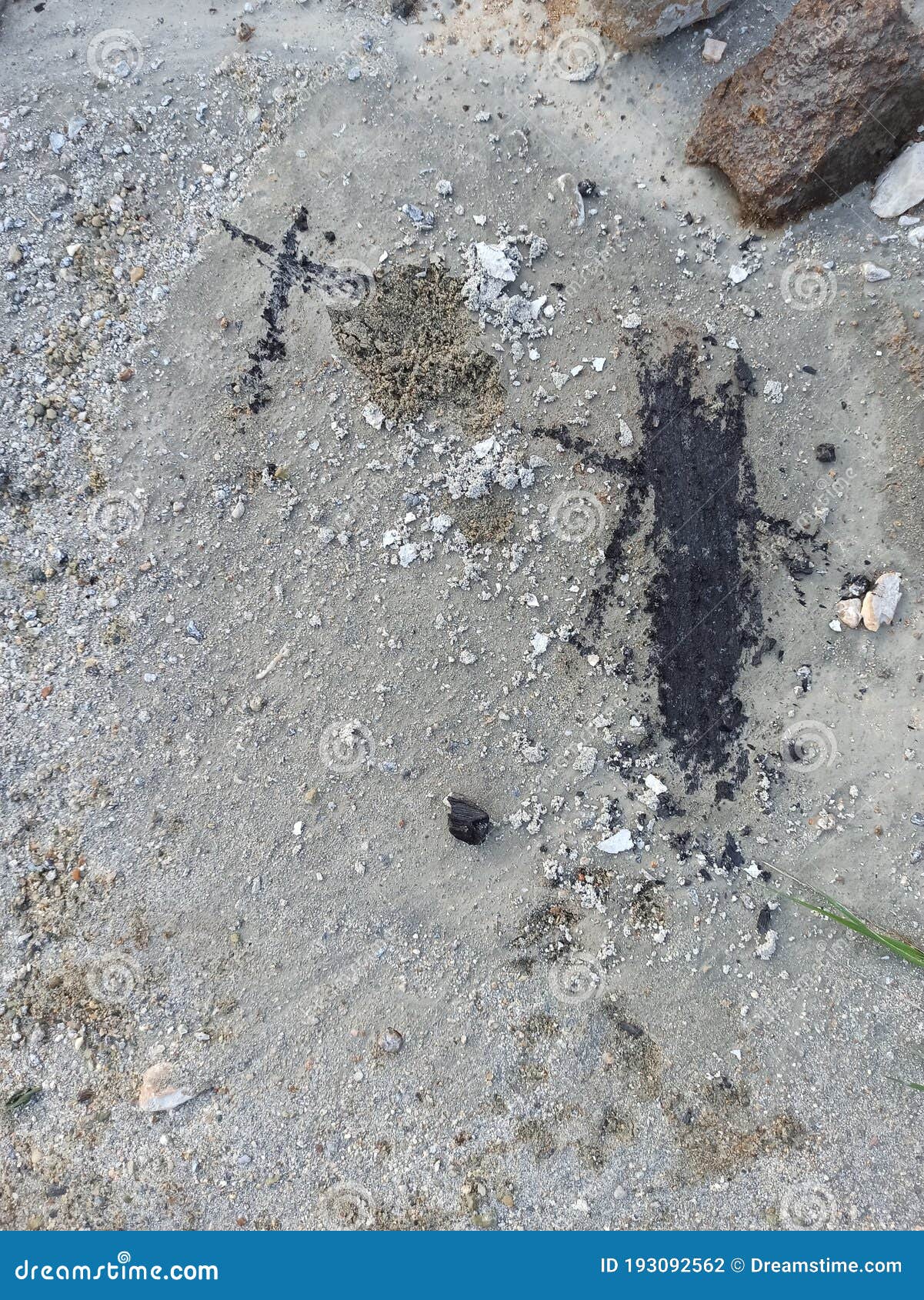 Drawing with Charcoal on the Ground Stock Photo - Image of leaf, rock ...