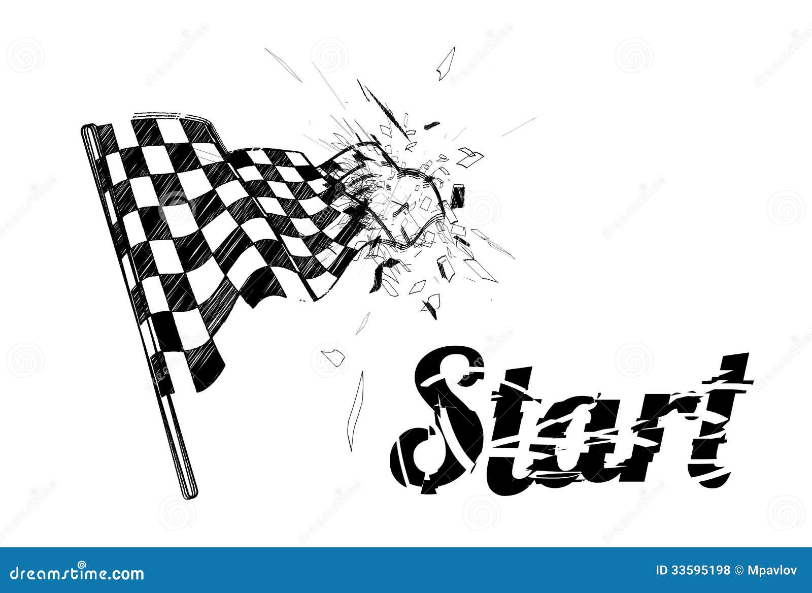 Drawing Checkered Flag in the Dynamic Style Stock Vector - Illustration ...
