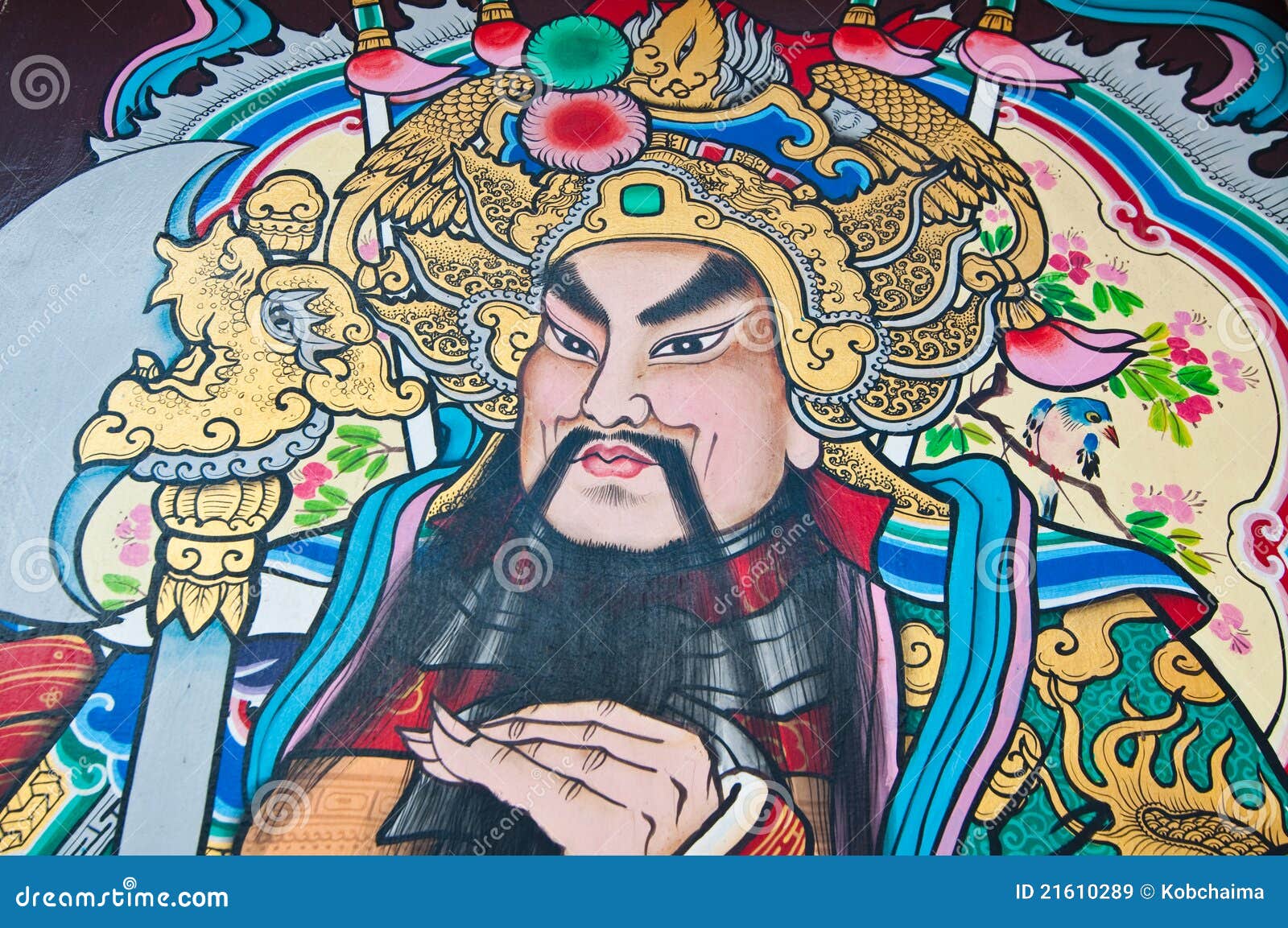 The Drawing of Chinese God on the Door Stock Image - Image of ancient ...