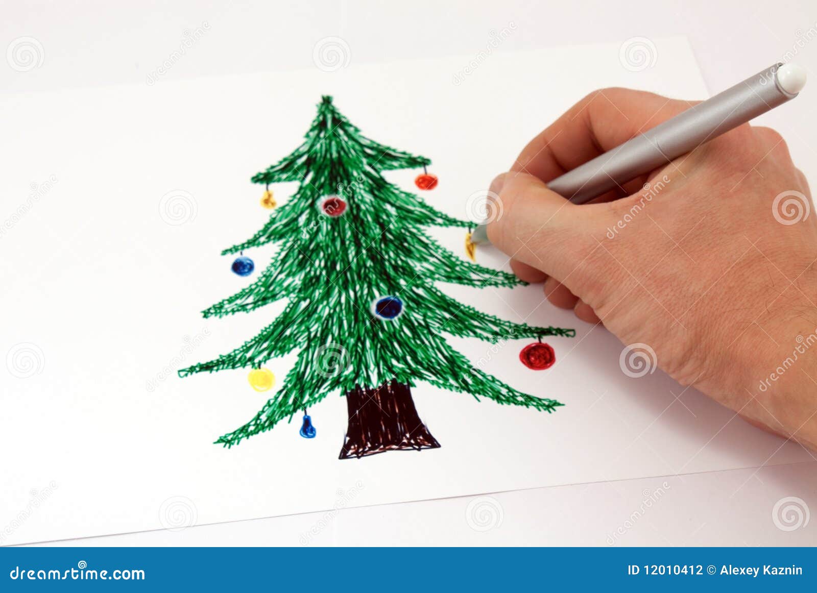 Drawing a Christmas Tree Markers Stock Photo - Image of shape, moravian ...