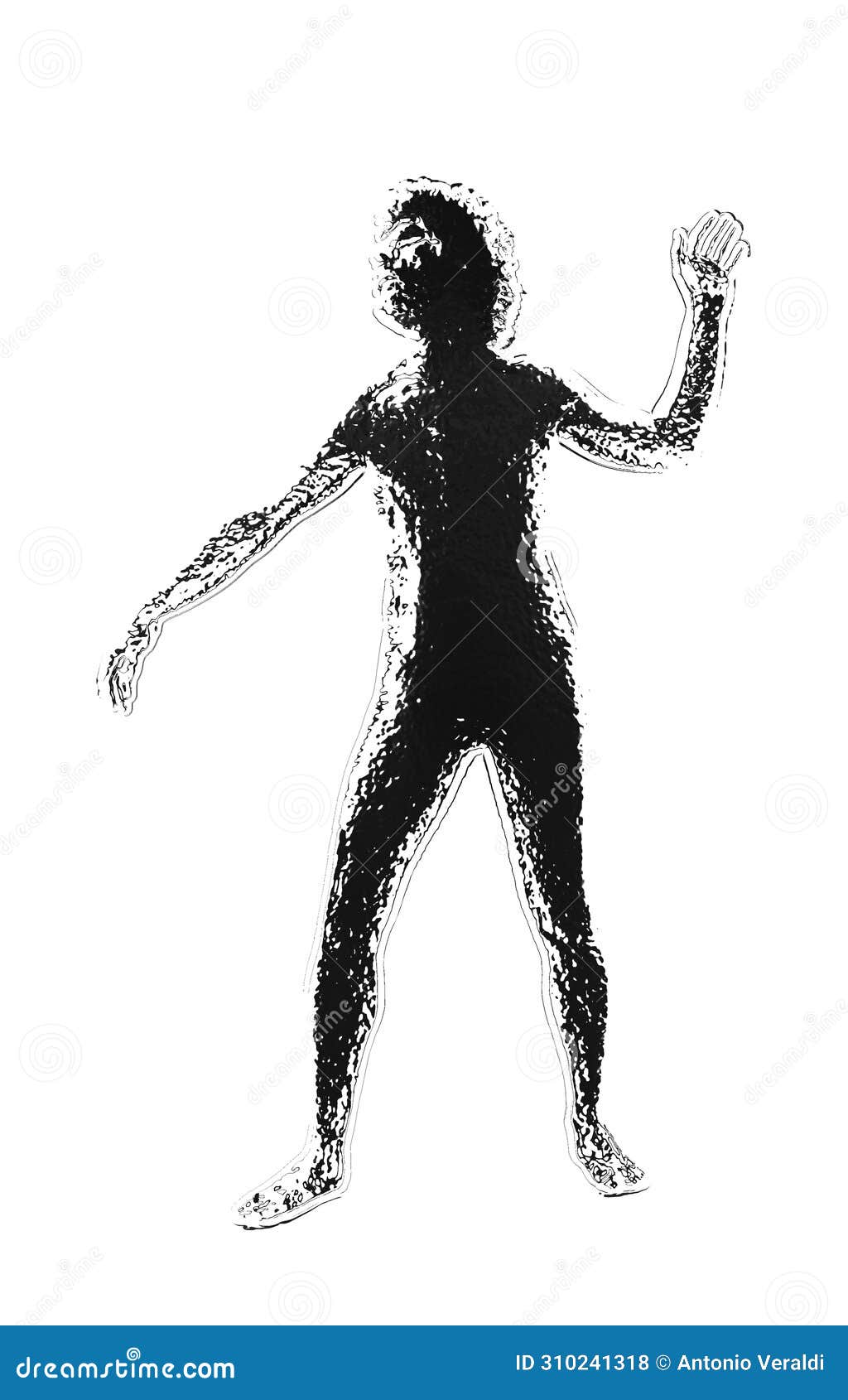 Contour of a Young Man Body Isolated on White Background. Stock ...