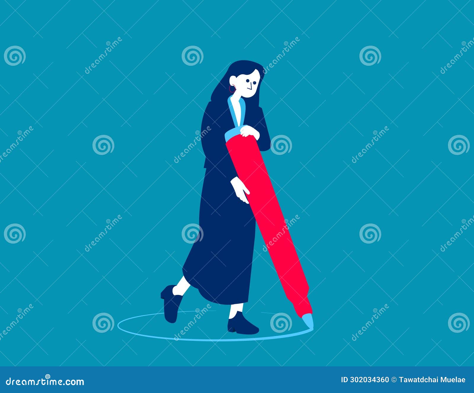 Drawing Circle Around Creating Personal Boundary. Business Asserting ...