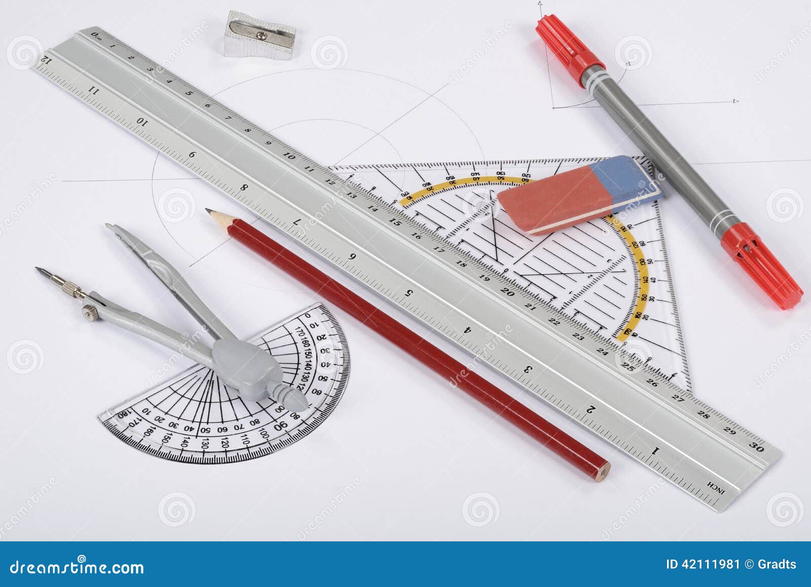 Drawing stock image. Image of ruler, office, instrument - 42111981