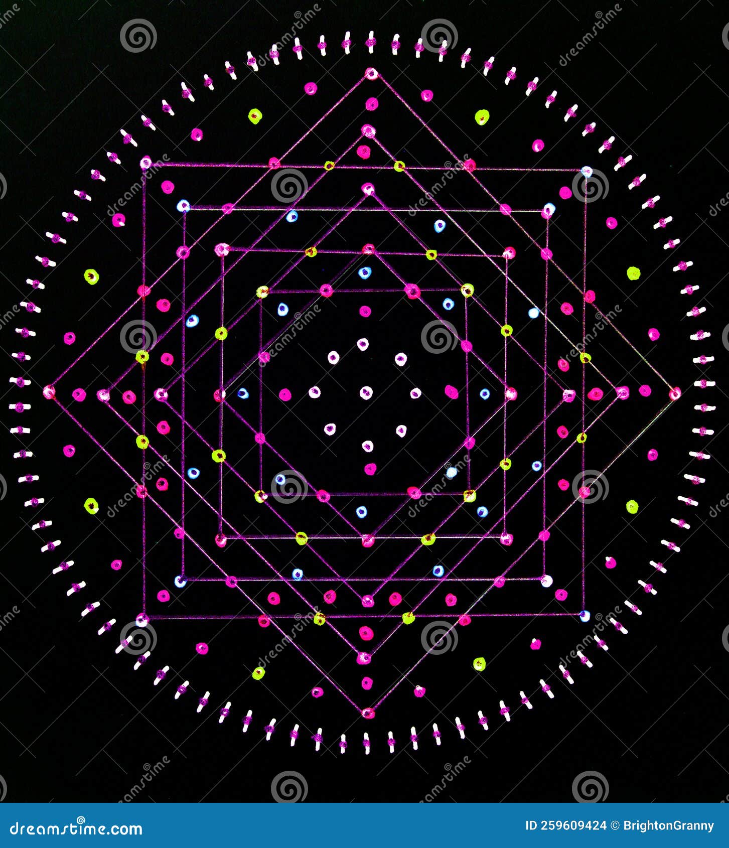 A Drawing of a Circle and Squares with Dots. Stock Illustration ...