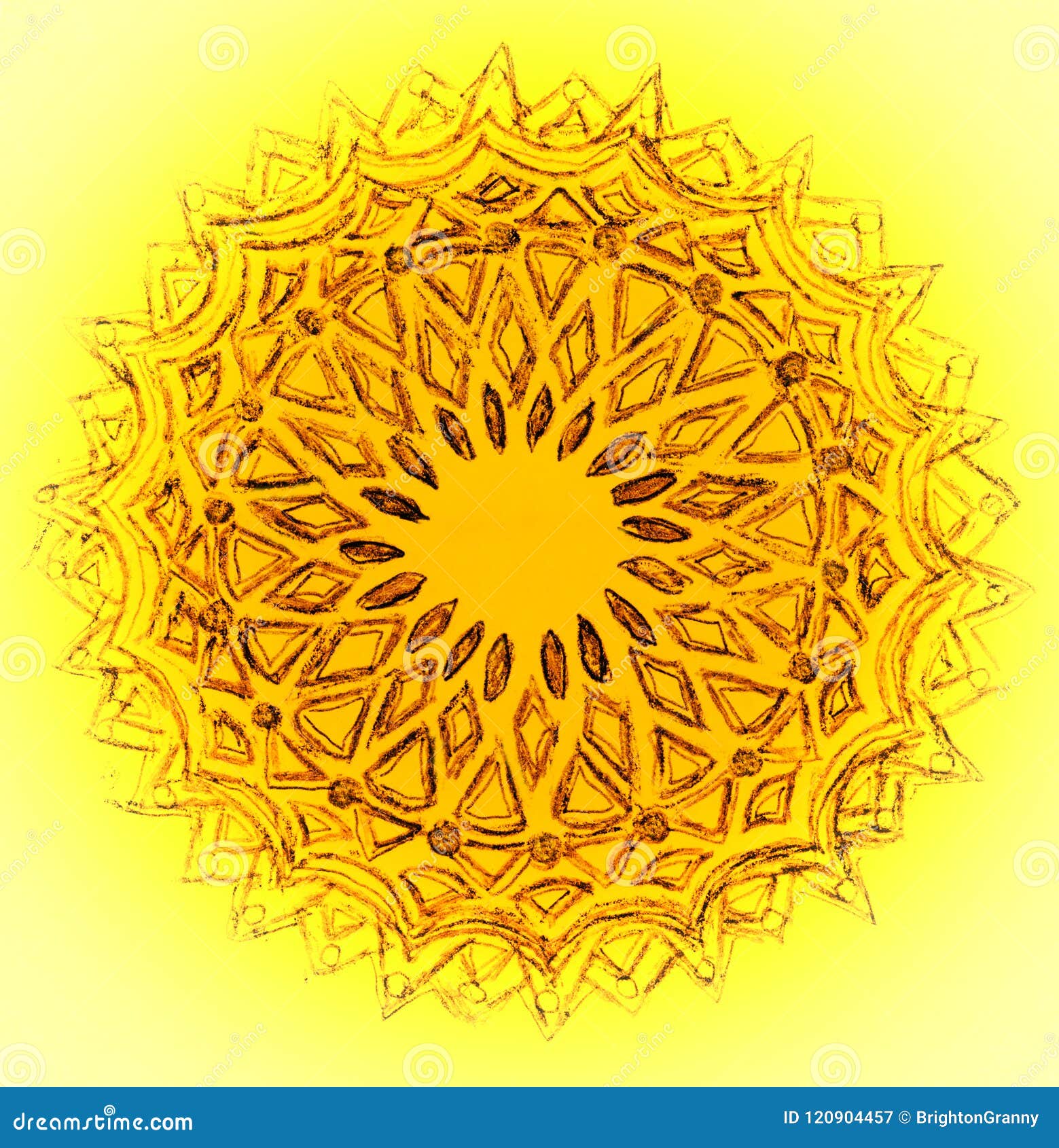 Drawing of Circle in Yellow and Brown. Stock Illustration ...