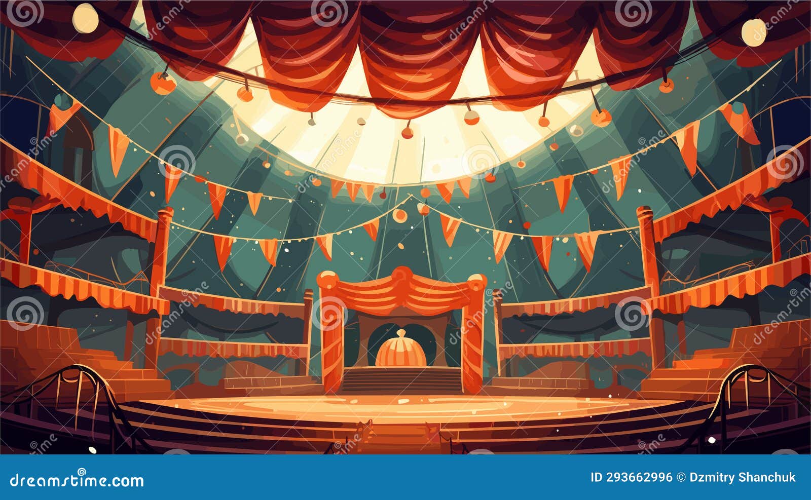 Drawing of a Circus Arena Inside Vector Stock Vector - Illustration of ...