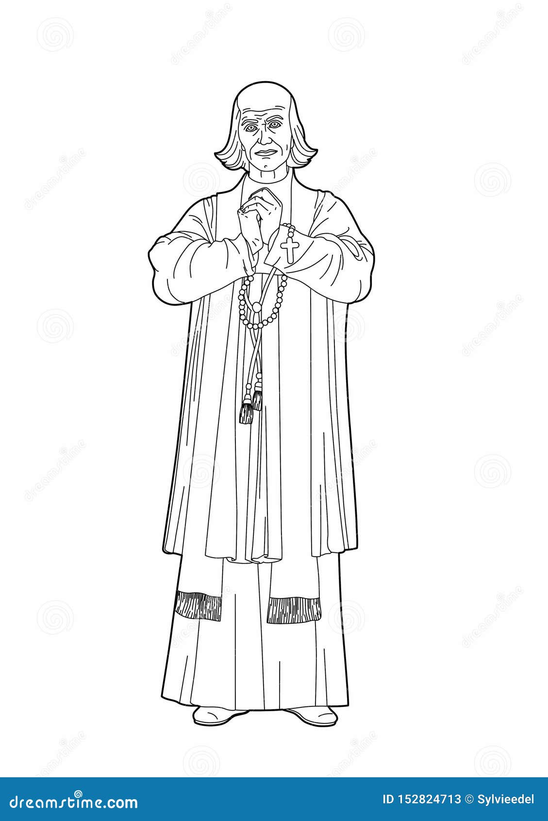 Drawing of a clergyman stock vector. Illustration of bible - 152824713