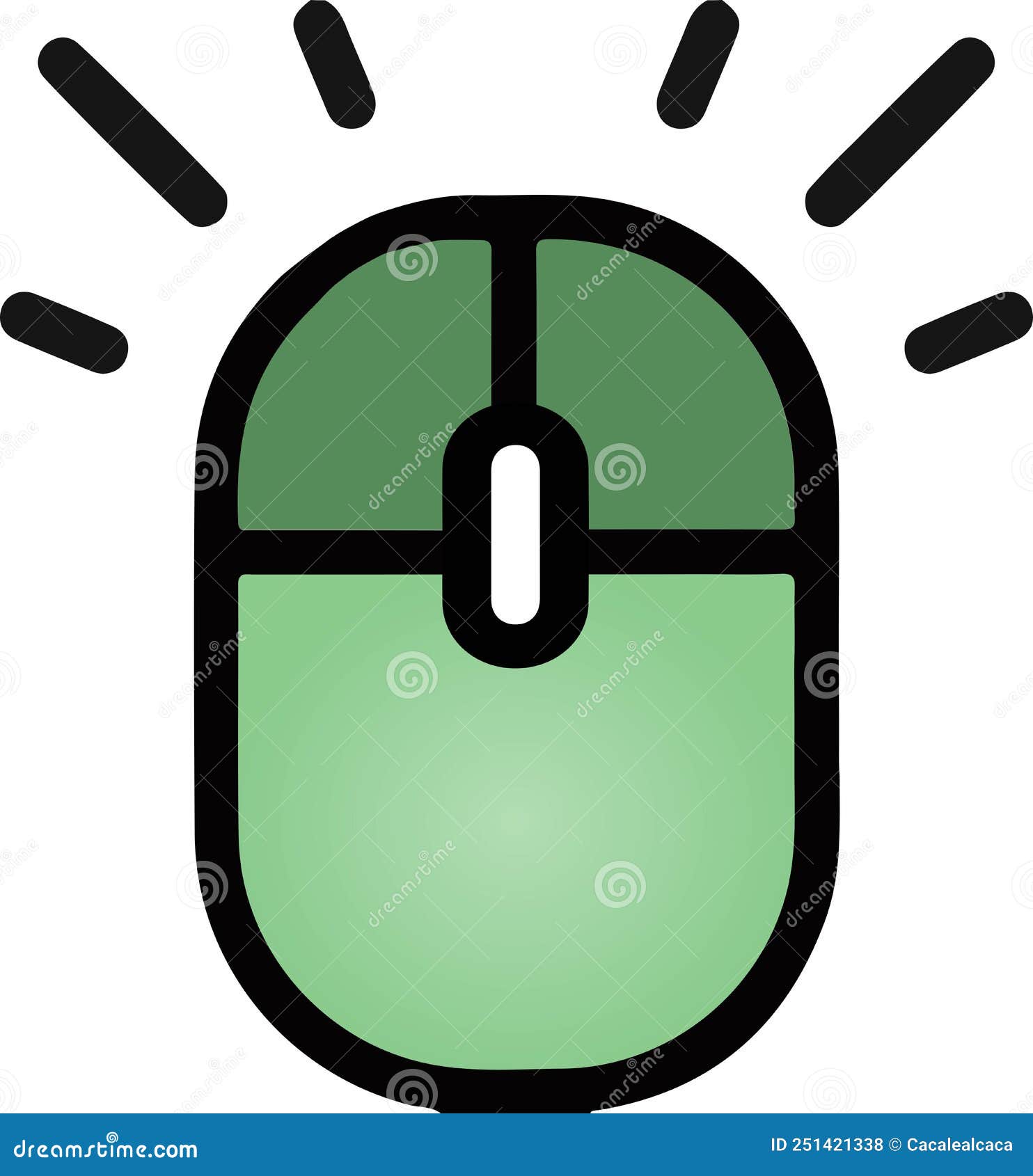 The Drawing of a Clicked Green Computer Mouse, a Hardware Input Device ...