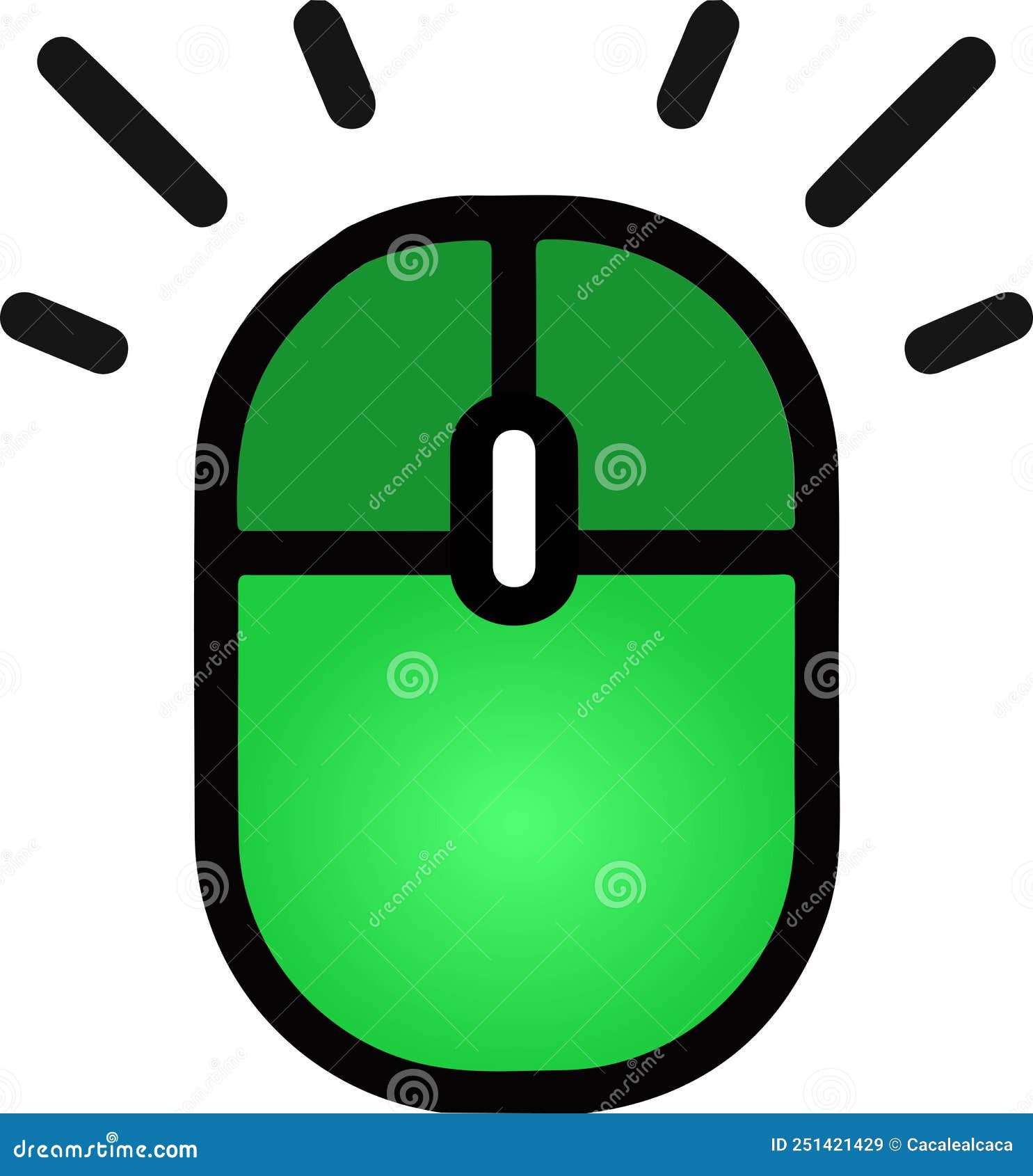 The Drawing of a Clicked Green Computer Mouse, a Hardware Input Device ...