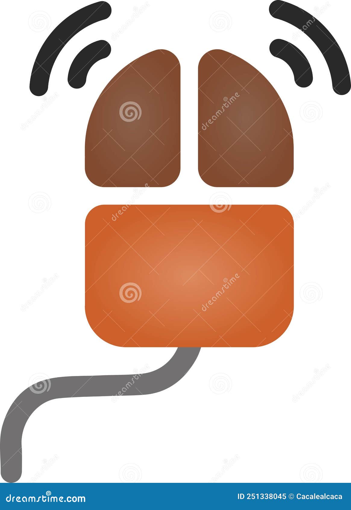 The Drawing of a Clicked Orange Computer Mouse, a Hardware Input Device ...