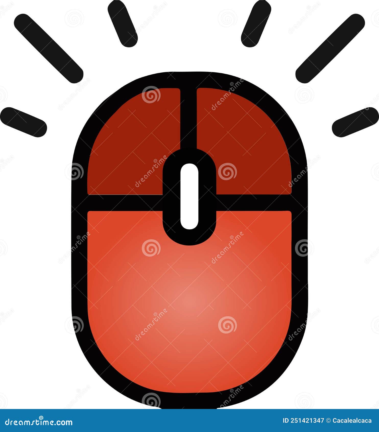 The Drawing of a Clicked Orange Computer Mouse, a Hardware Input Device ...