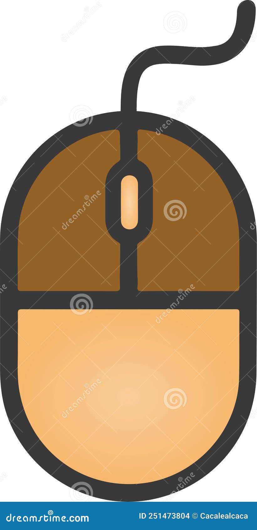 The Drawing of a Clicked Orange Computer Mouse, a Hardware Input Device ...