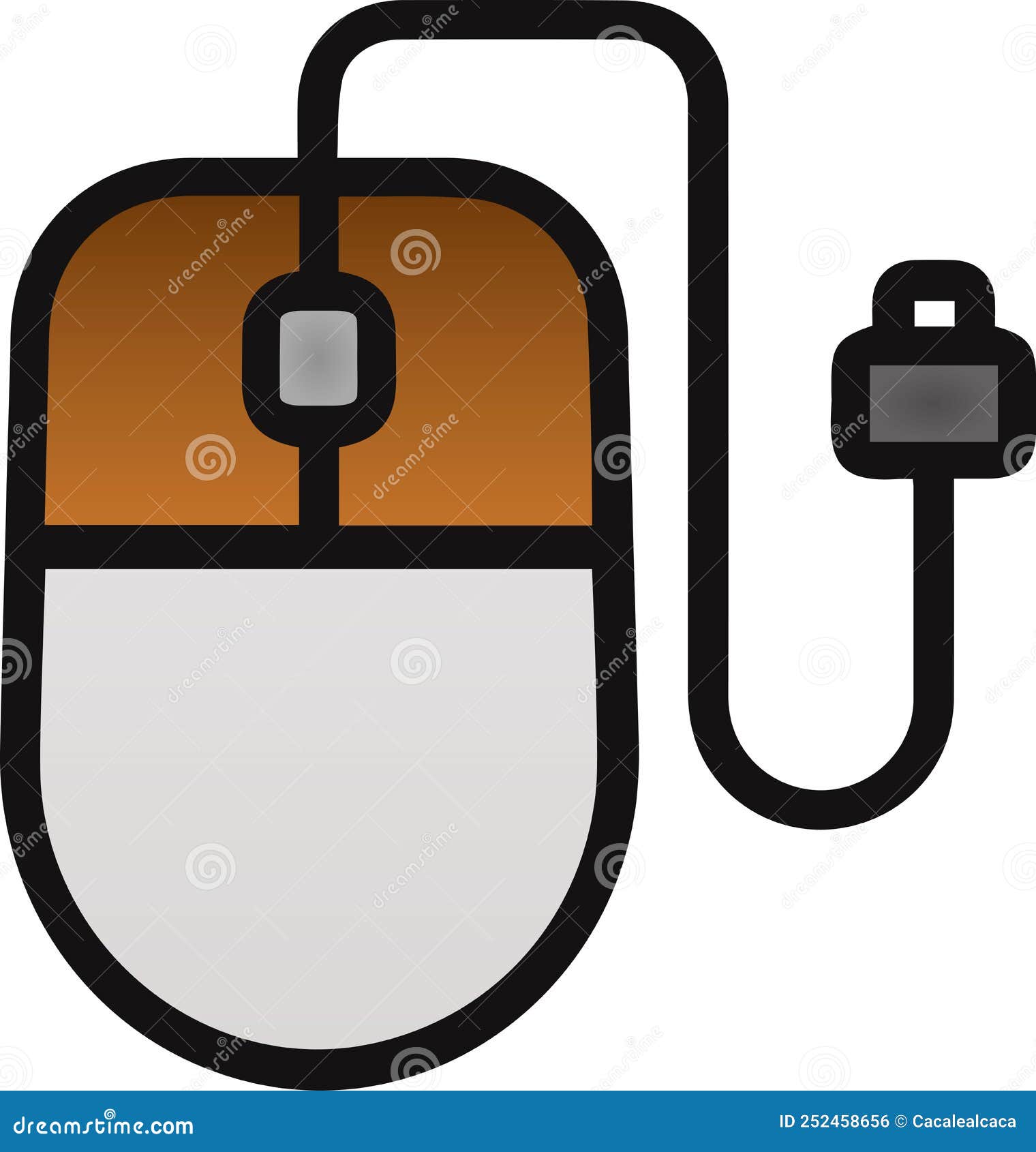 The Drawing of a Clicked Orange Computer Mouse, a Small Hardware Input ...