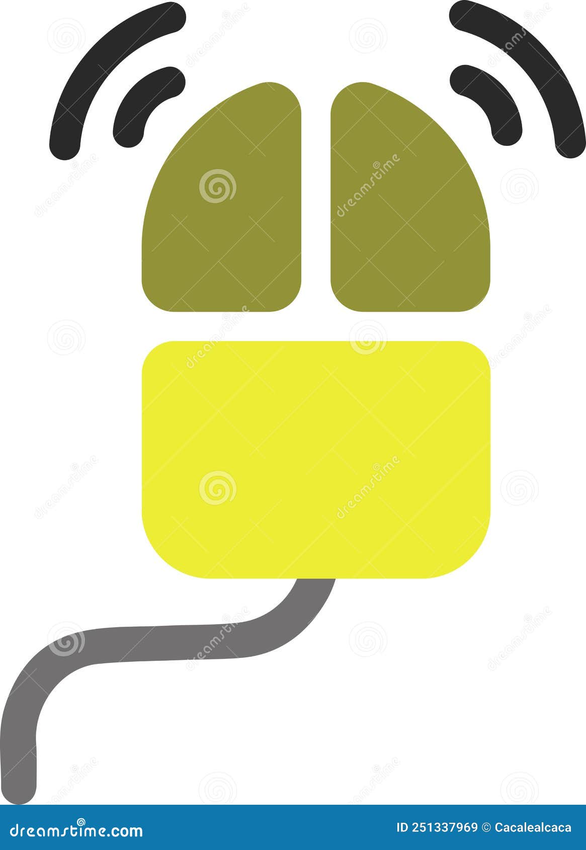 The Drawing of a Clicked Yellow Computer Mouse, a Hardware Input Device ...