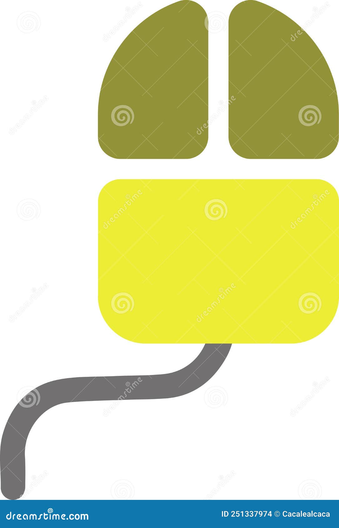 The Drawing of a Clicked Yellow Computer Mouse, a Hardware Input Device ...