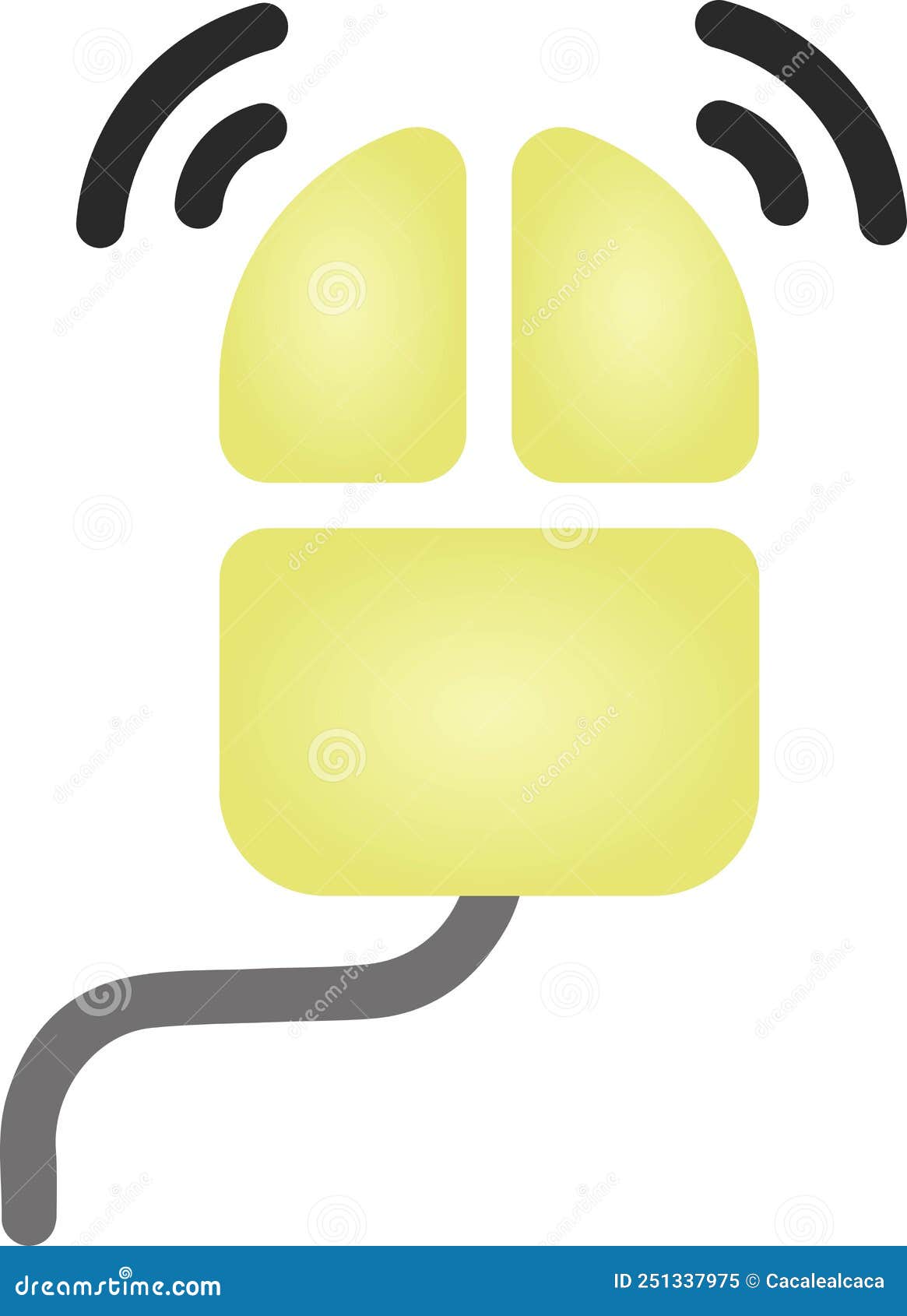 The Drawing of a Clicked Yellow Computer Mouse, a Hardware Input Device ...