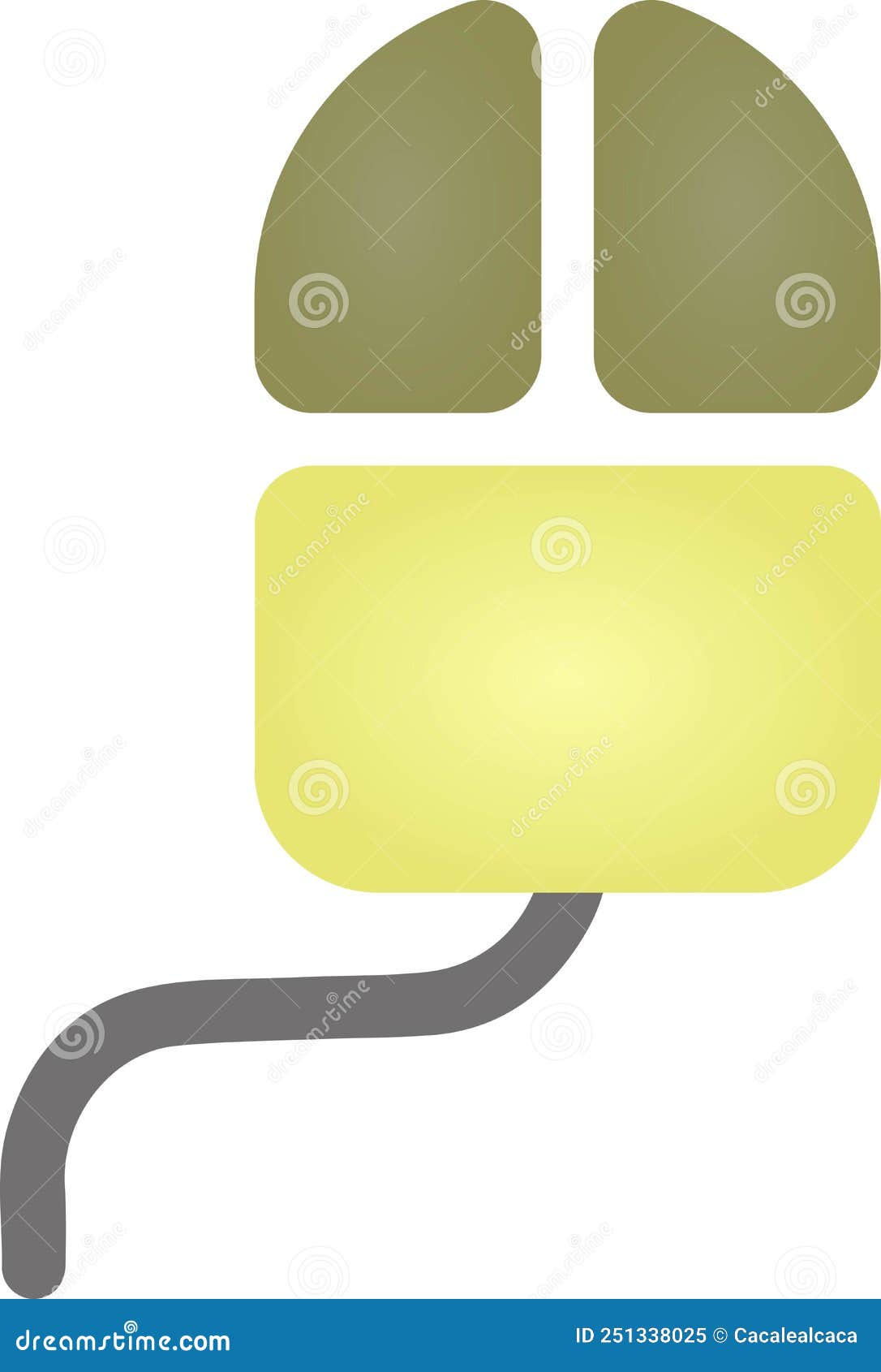 The Drawing of a Clicked Yellow Computer Mouse, a Hardware Input Device ...