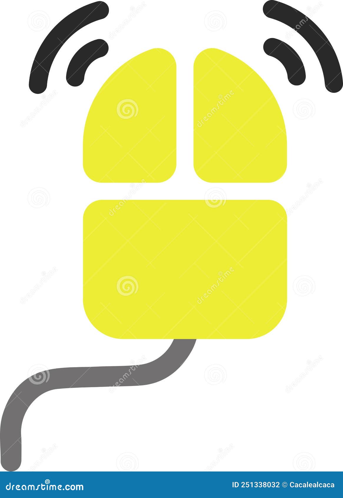 The Drawing of a Clicked Yellow Computer Mouse, a Hardware Input Device ...