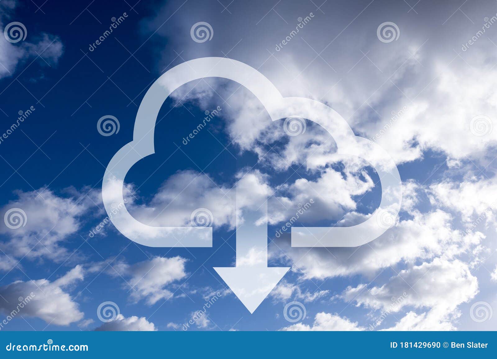 Drawing of Cloud with Down Arrow Representing Download from a Remote ...