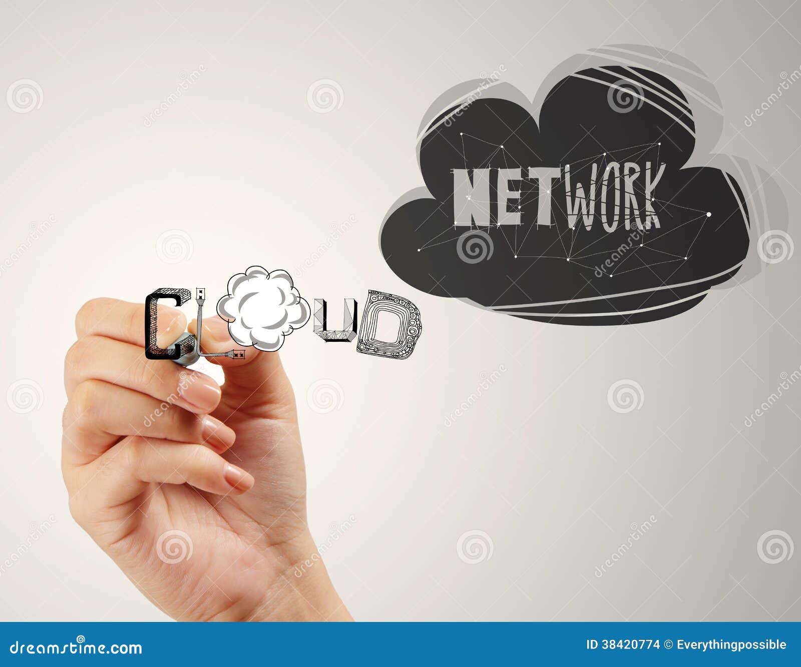 Drawing Cloud Network As Concept Stock Photo - Image of mobile ...