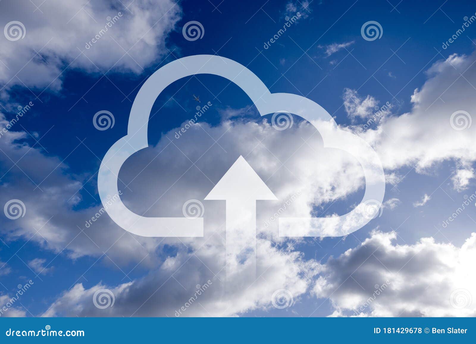 Drawing of Cloud with Up Arrow Representing Upload To a Remote Computer ...
