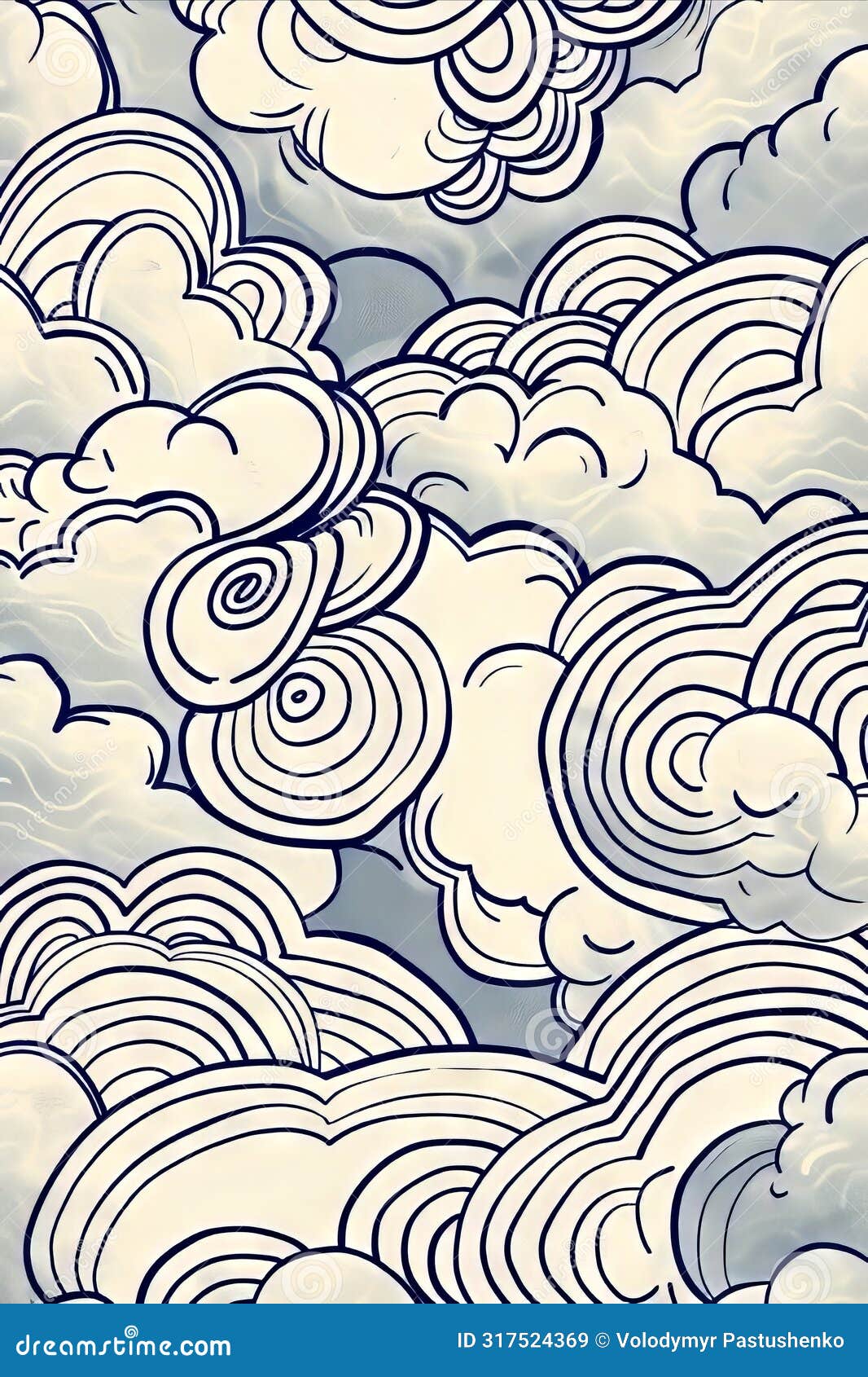 A Drawing of Clouds in the Sky Stock Image - Image of wrapping, wave ...